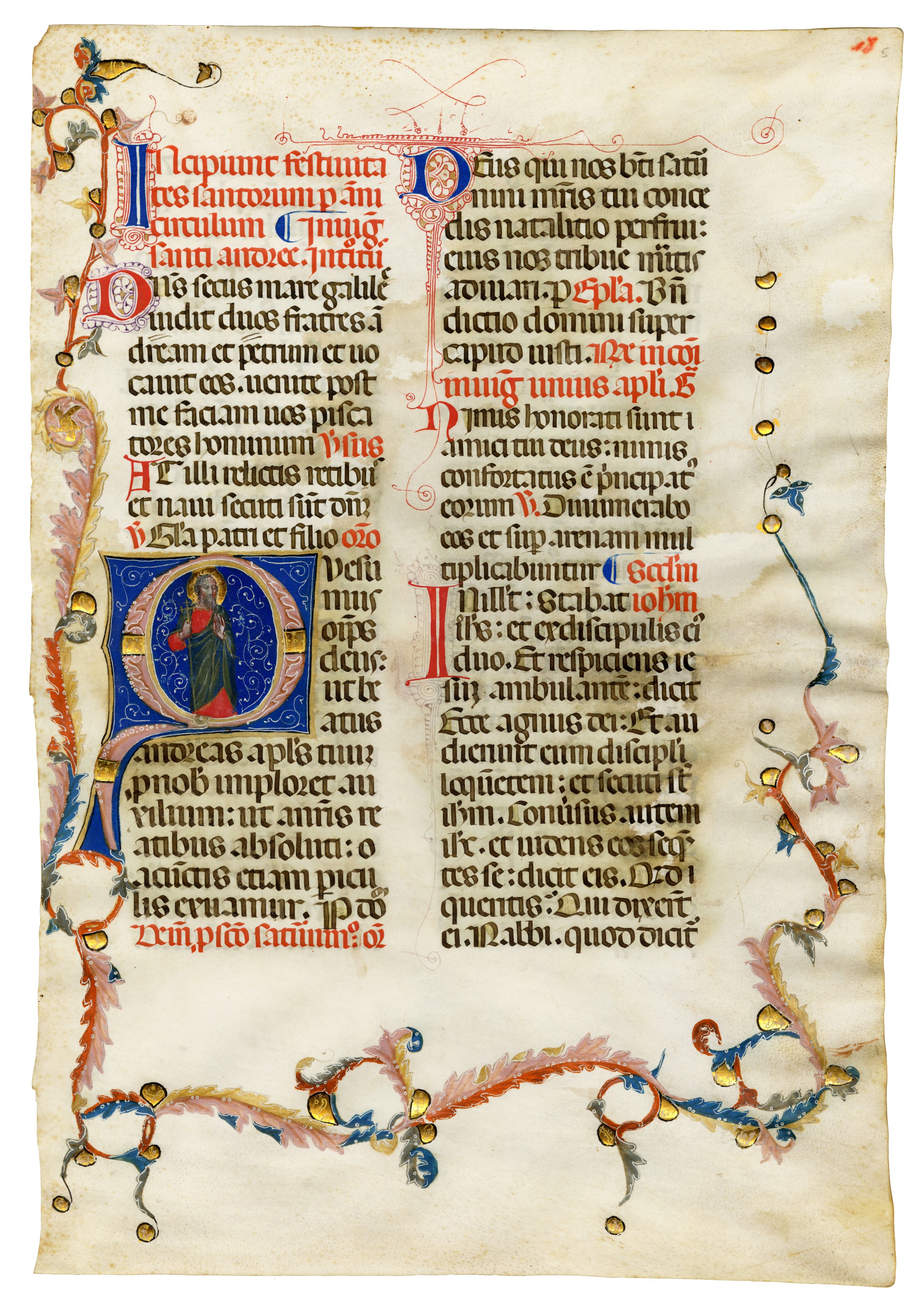 Perugian Workshop, St Andrew, historiated initial 'Q' on a leaf from a ...