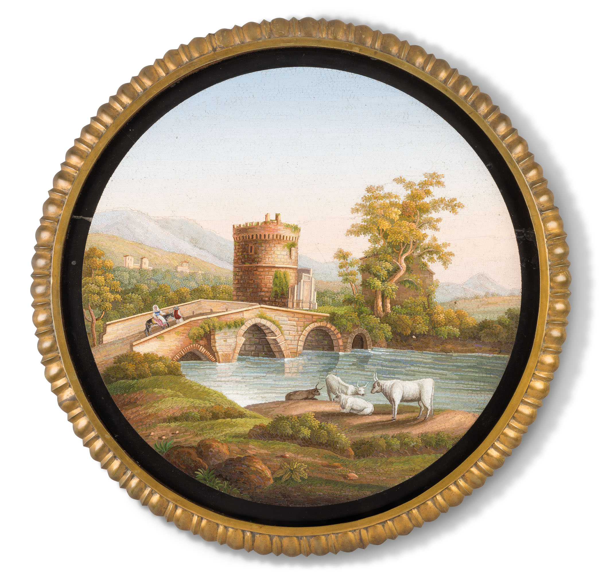AN ITALIAN MICROMOSAIC PICTURE OF LUCANO BRIDGE, ROME, CIRCA 1850-80 ...
