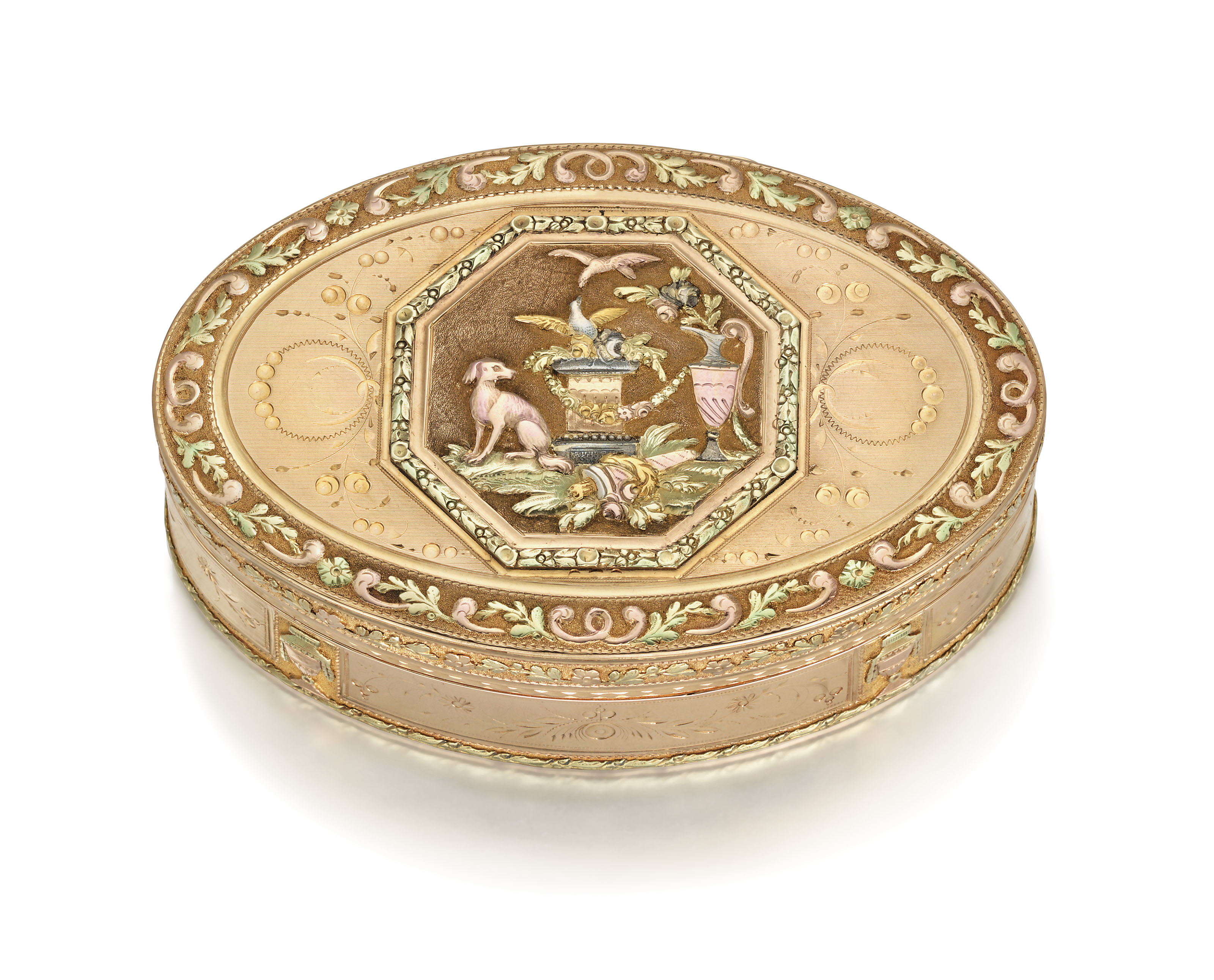 A SWISS VARI-COLOUR GOLD SNUFF-BOX, BY JEAN-GEORGES RÉMOND (FL. 1783 ...