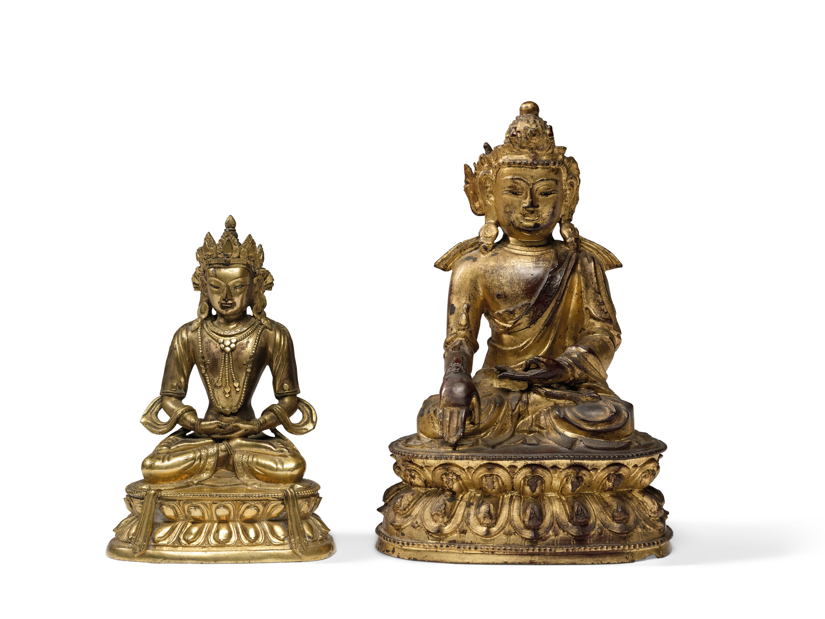 TWO GILT-BRONZE BUDDHIST FIGURES, 18TH CENTURY | Christie’s