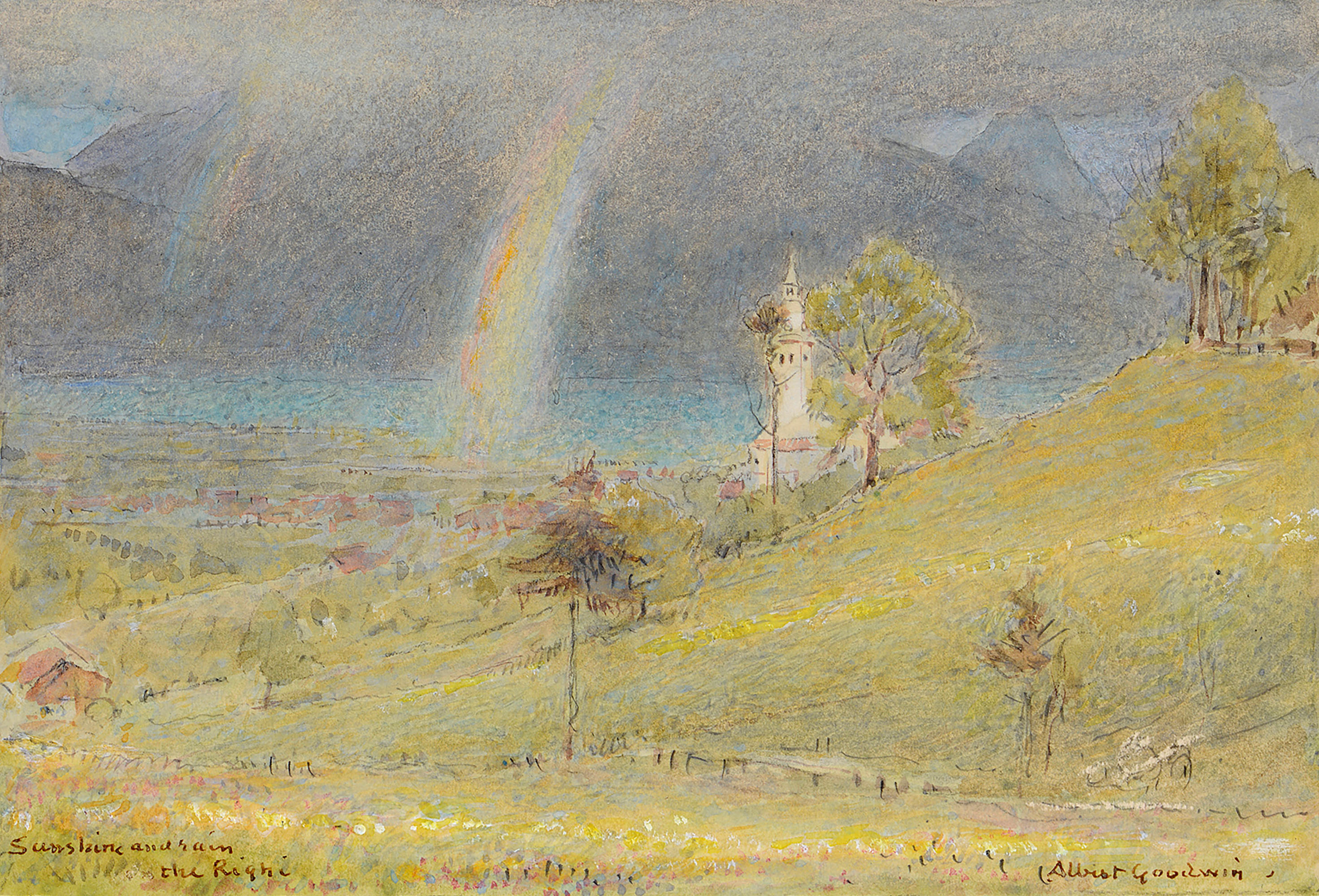 Albert Goodwin, R.W.S. (Maidstone 1845-1932 London), Sunshine and rain ...