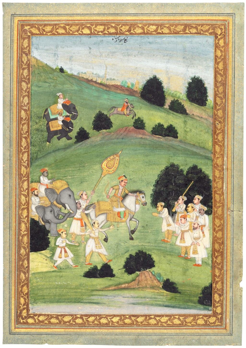 THE MUGHAL EMPEROR AKBAR ON A HUNTING EXPEDITION, DELHI SCHOOL, NORTH ...