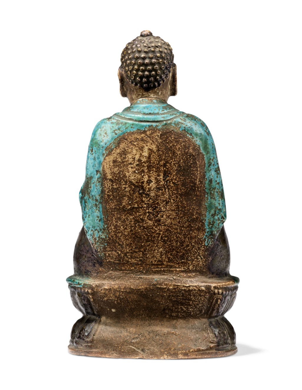 A CHINESE POTTERY FAHUA SEATED FIGURE OF SHAKYAMUNI, MING DYNASTY (1368 ...