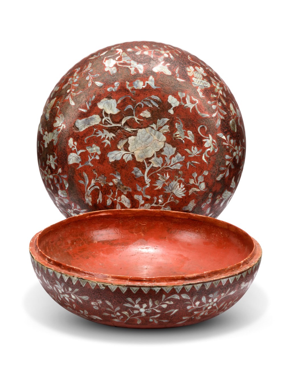 A CHINESE MOTHER-OF-PEARL LACQUER LARGE BOX AND COVER, MING DYNASTY ...
