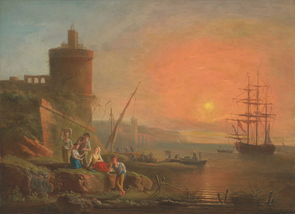 FRANCESCO FIDANZA (ROME 1747-1819 MILAN), A coastal landscape at sunset ...