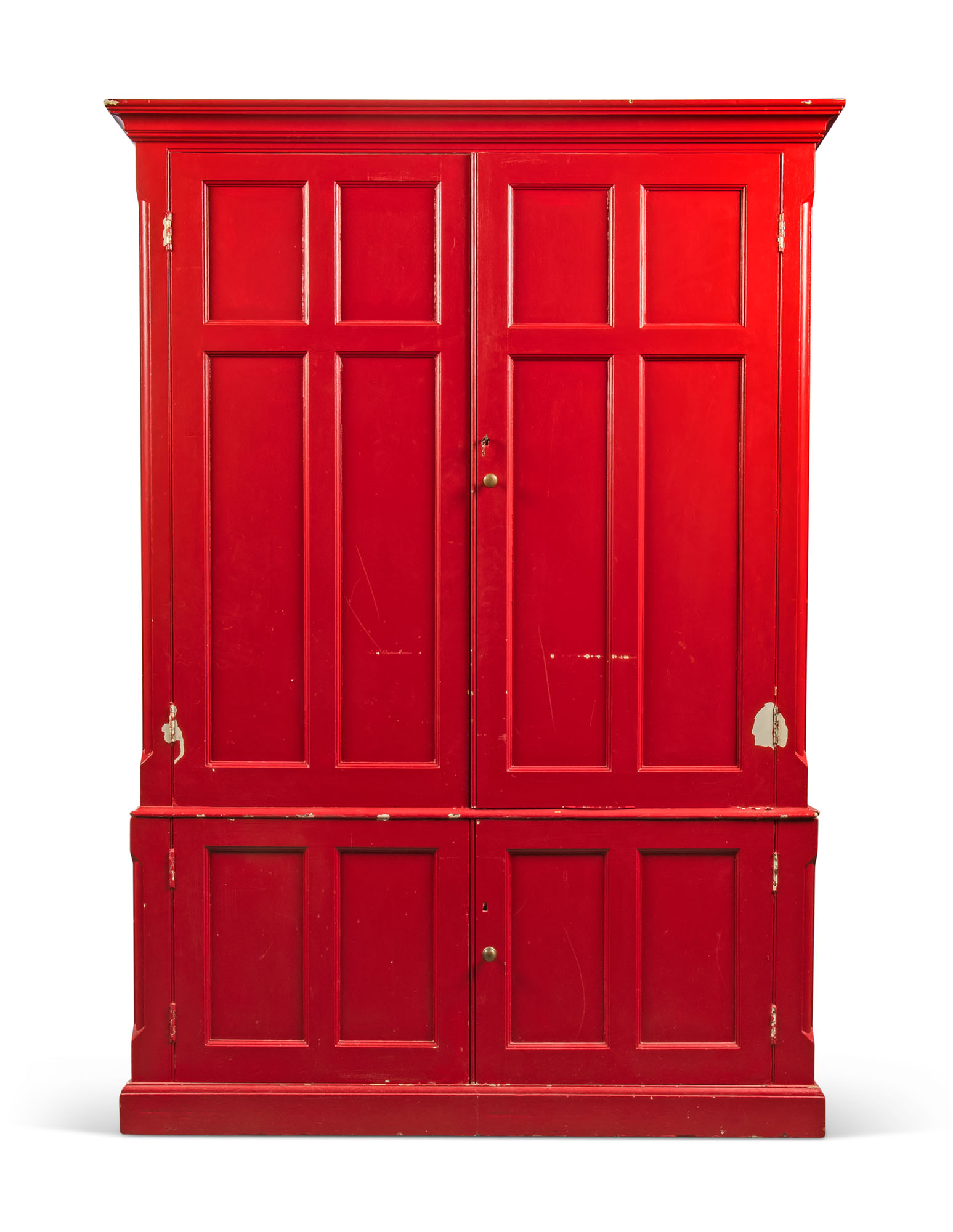A VICTORIAN RED-PAINTED HOUSEKEEPER'S CUPBOARD, CIRCA 1850 AND ...
