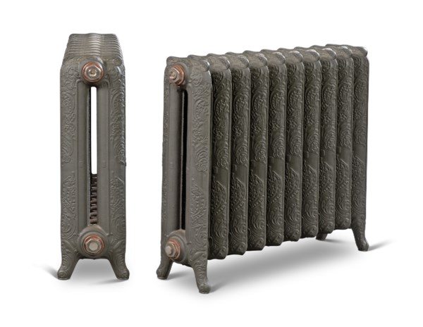 TWO PAIRS OF REPRODUCTION CAST-IRON PORTABLE RADIATORS, MODERN, OF ...