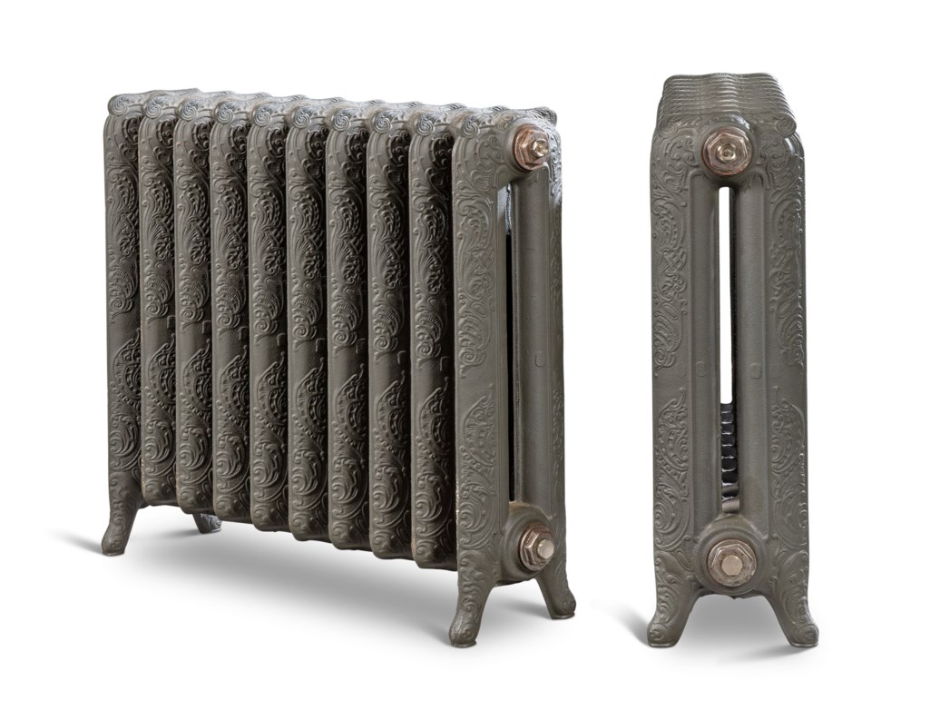 TWO PAIRS OF REPRODUCTION CAST-IRON PORTABLE RADIATORS, MODERN, OF ...