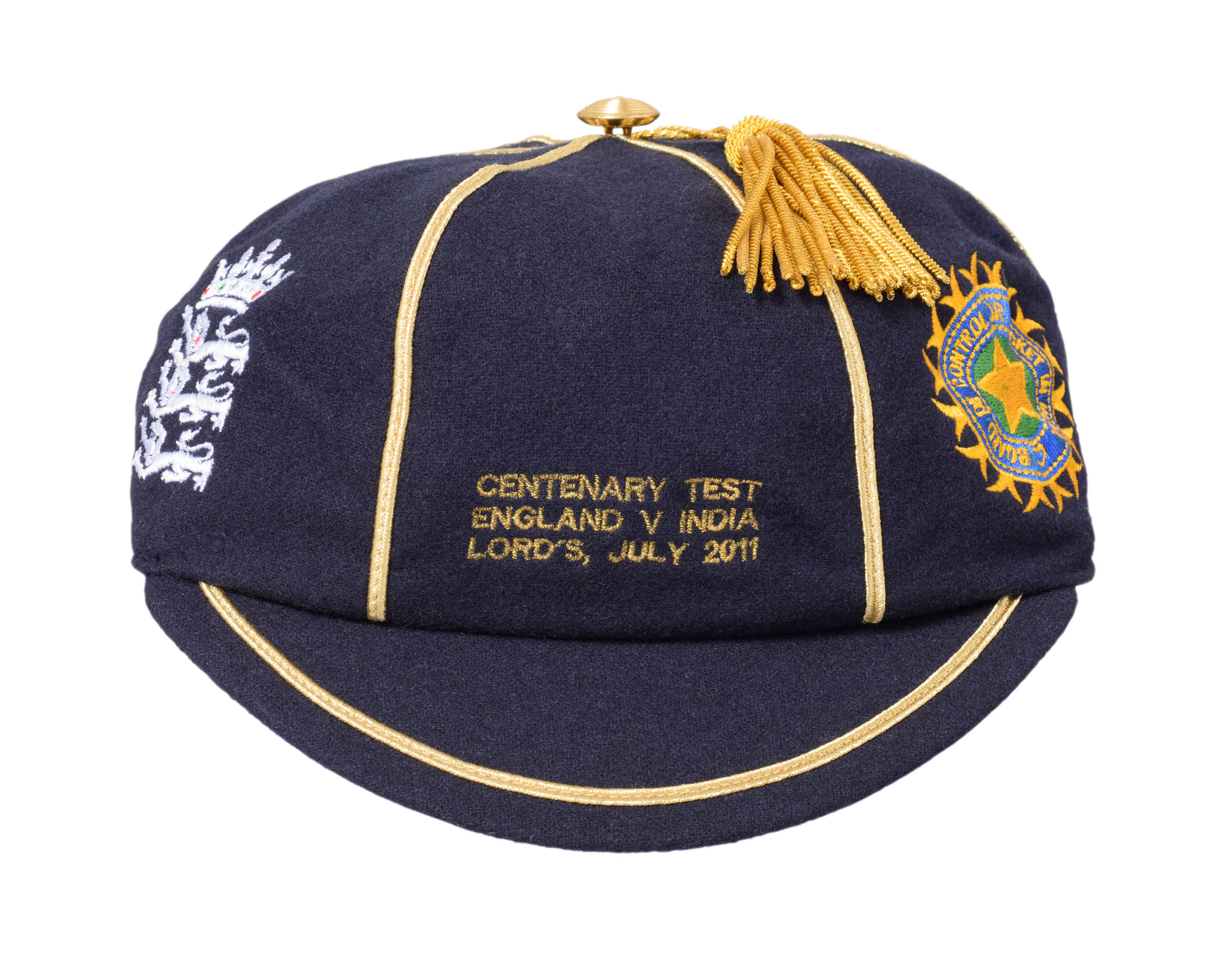 ENGLAND V INDIA CENTENARY TEST CAP, LORD'S, JULY 2011, MANUFACTURED BY ...