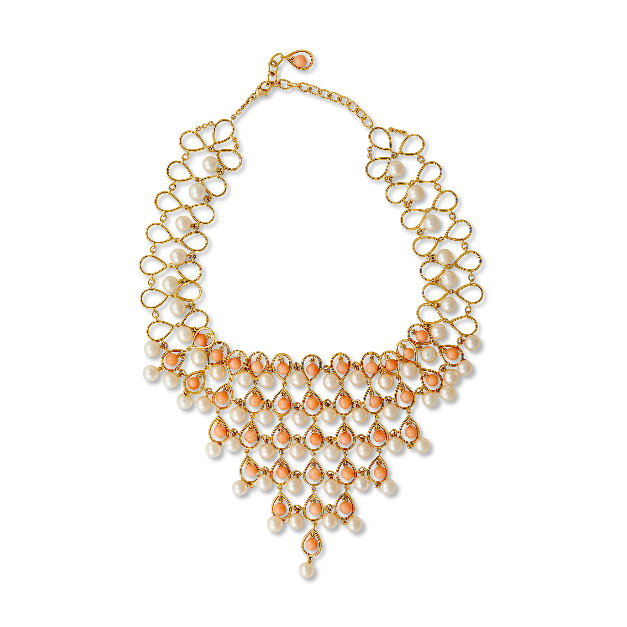 CULTURED PEARL AND CORAL FRINGE NECKLACE, | Christie’s