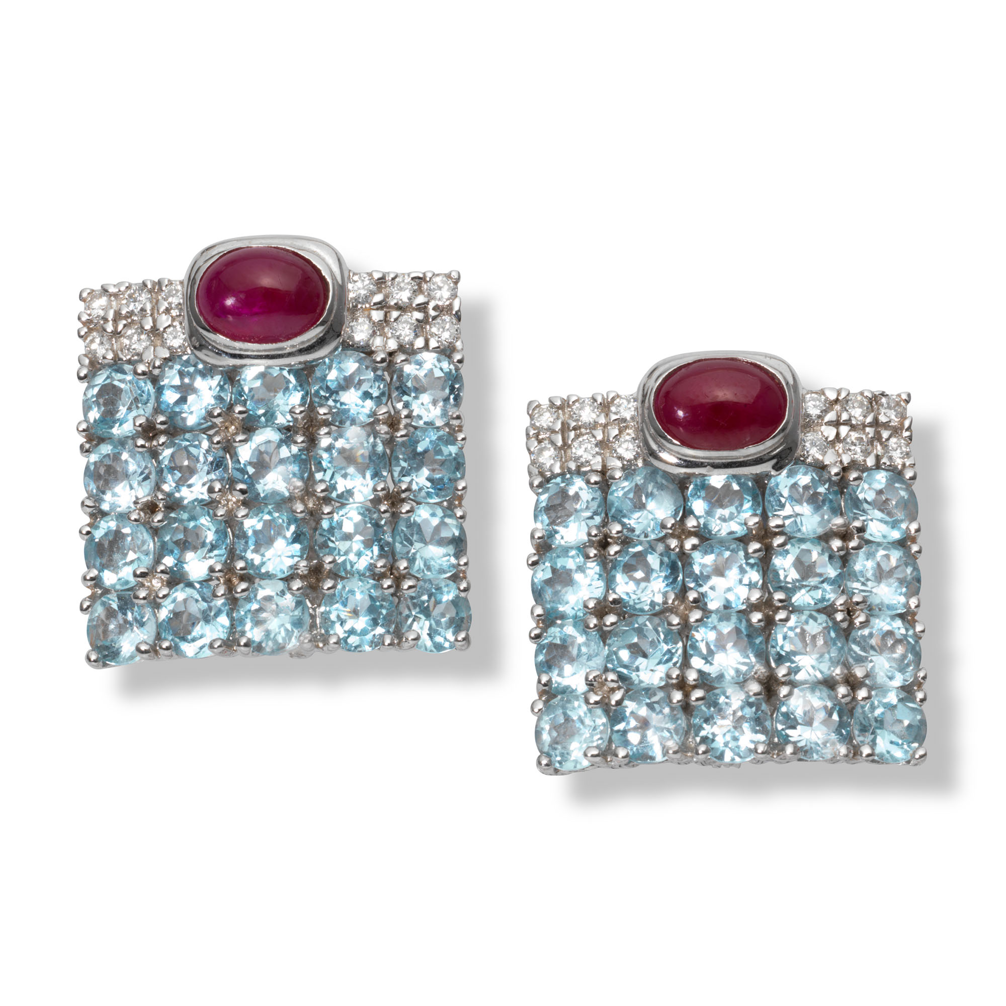 RUBY, BLUE TOPAZ AND DIAMOND EARRINGS, | Christie’s