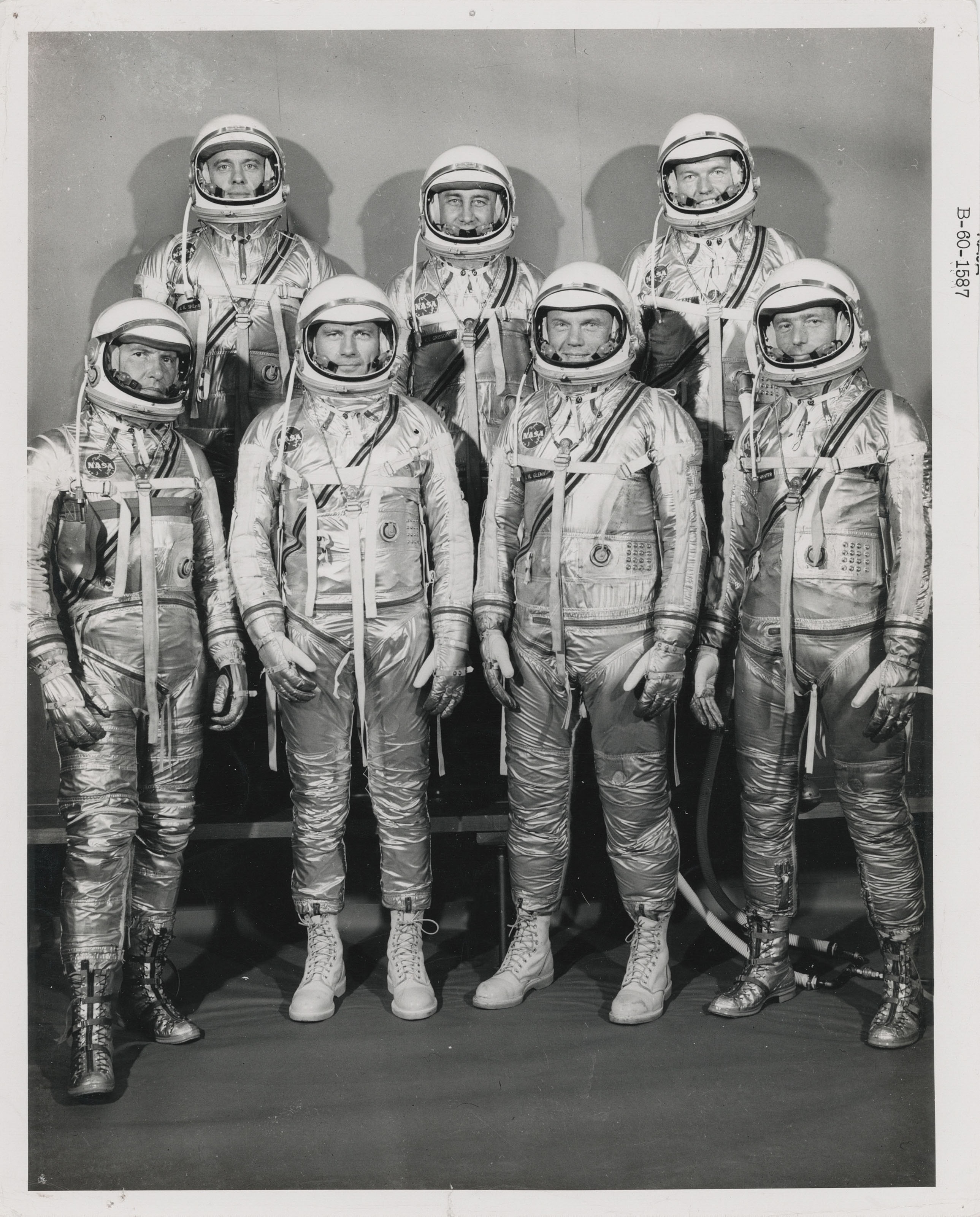 The Original Seven Project Mercury astronauts, Langley Air Force Base ...