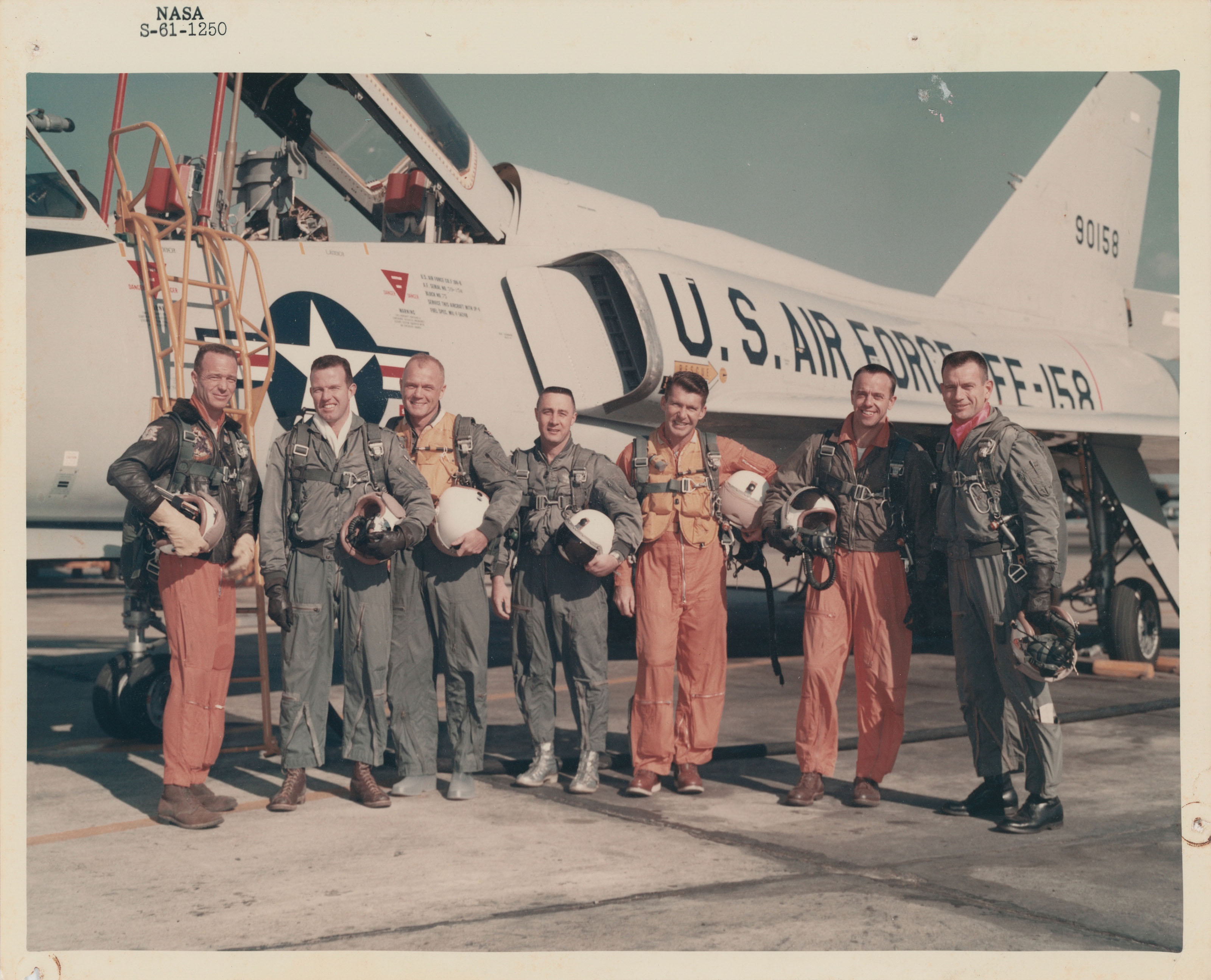 The Original Seven Project Mercury astronauts, Langley Air Force Base ...