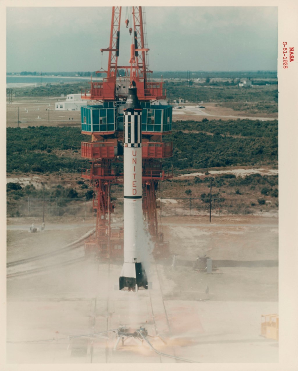 Launch of Freedom 7, first spacecraft carrying an American into space ...