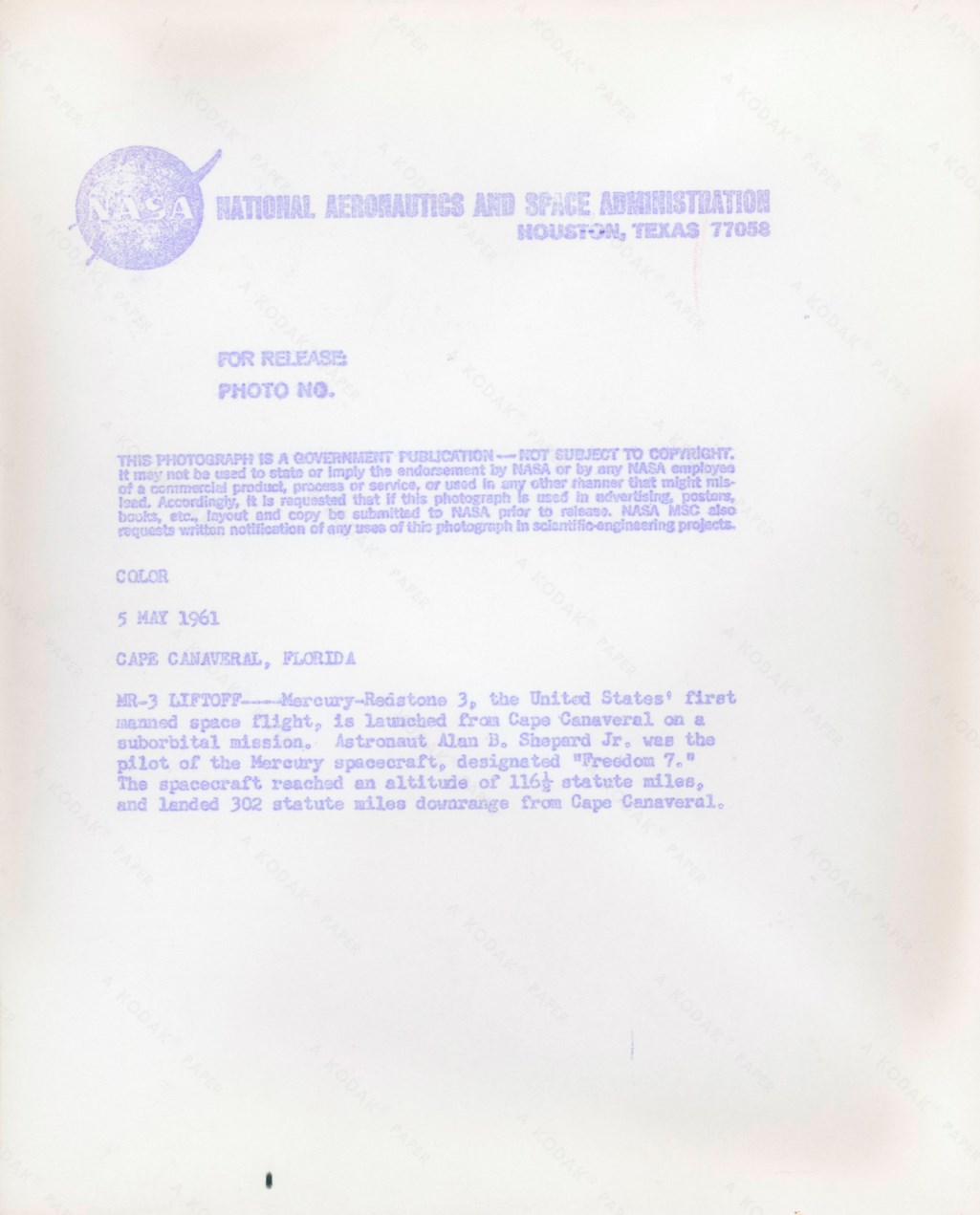 Launch of Freedom 7, first spacecraft carrying an American into space ...