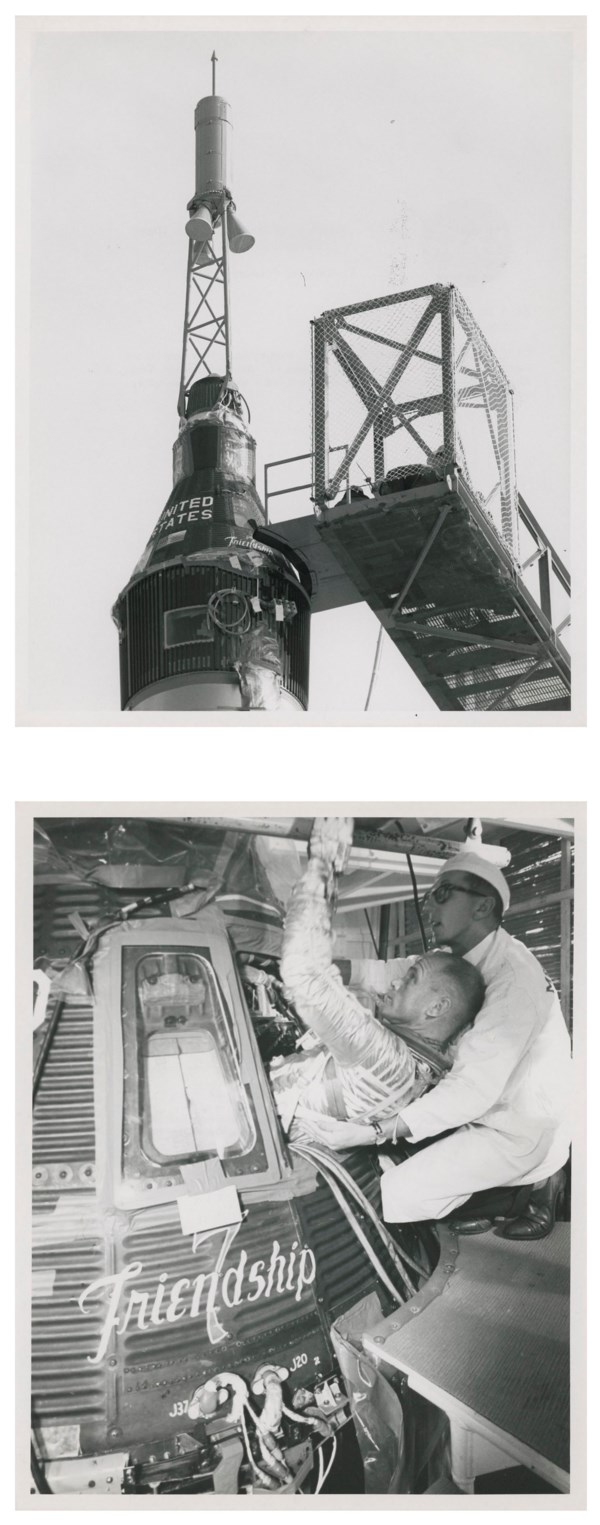 Photomontage of the launch of the first spacecraft to carry an American ...