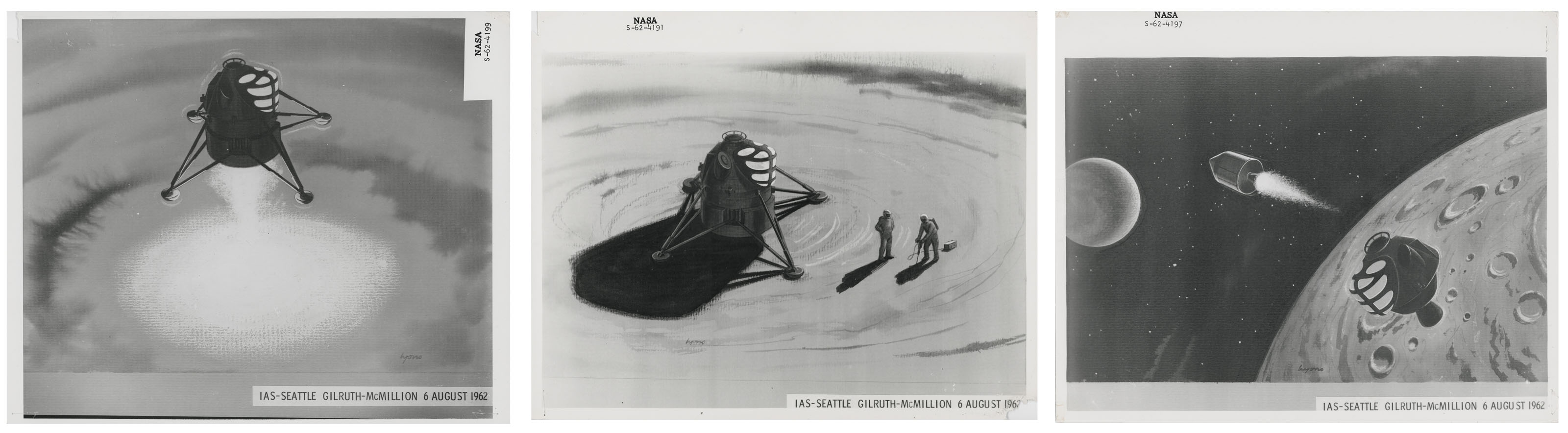 Artist’s configurations of the Lunar Orbital Rendezvous; the historic ...