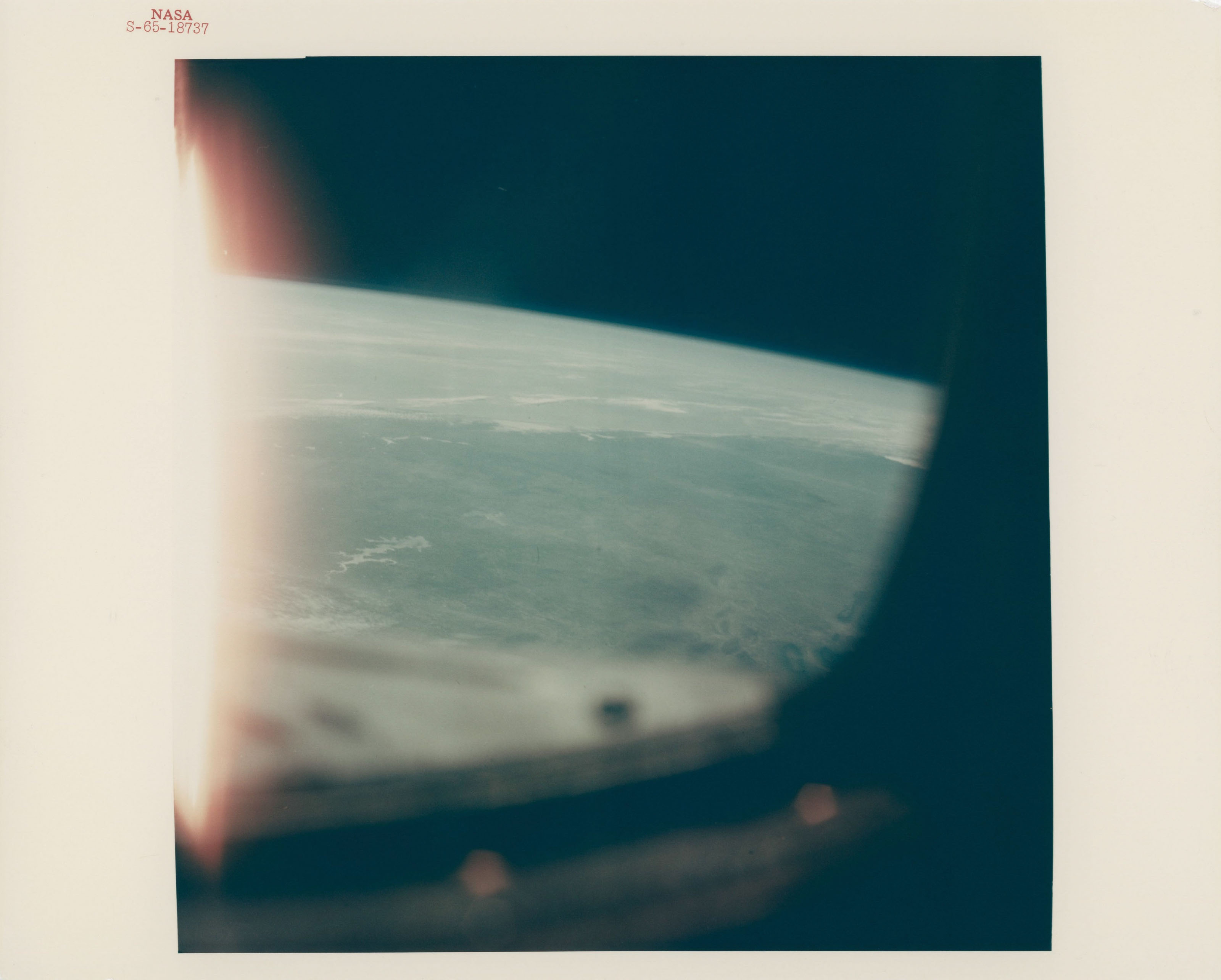 First photograph from space taken during the Gemini program; Earth seen ...