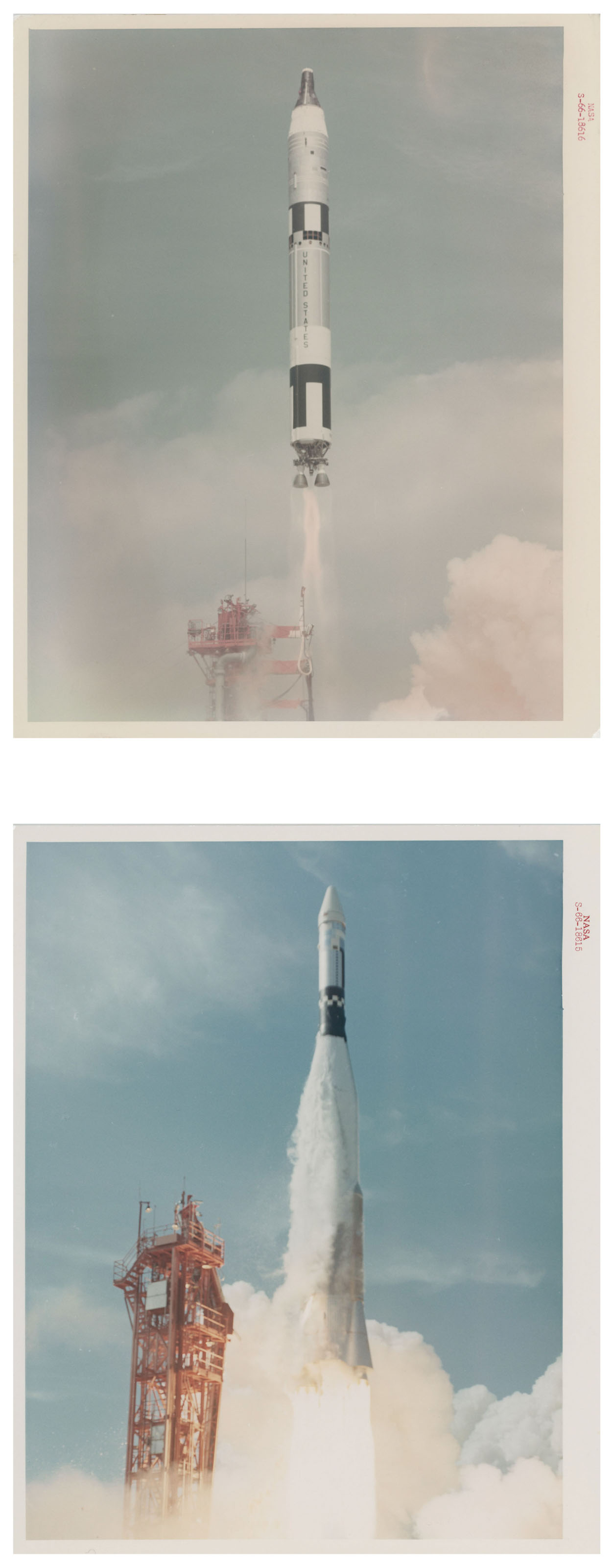 Dual launch of the Titan rocket and the Atlas rocket; Neil Armstrong ...