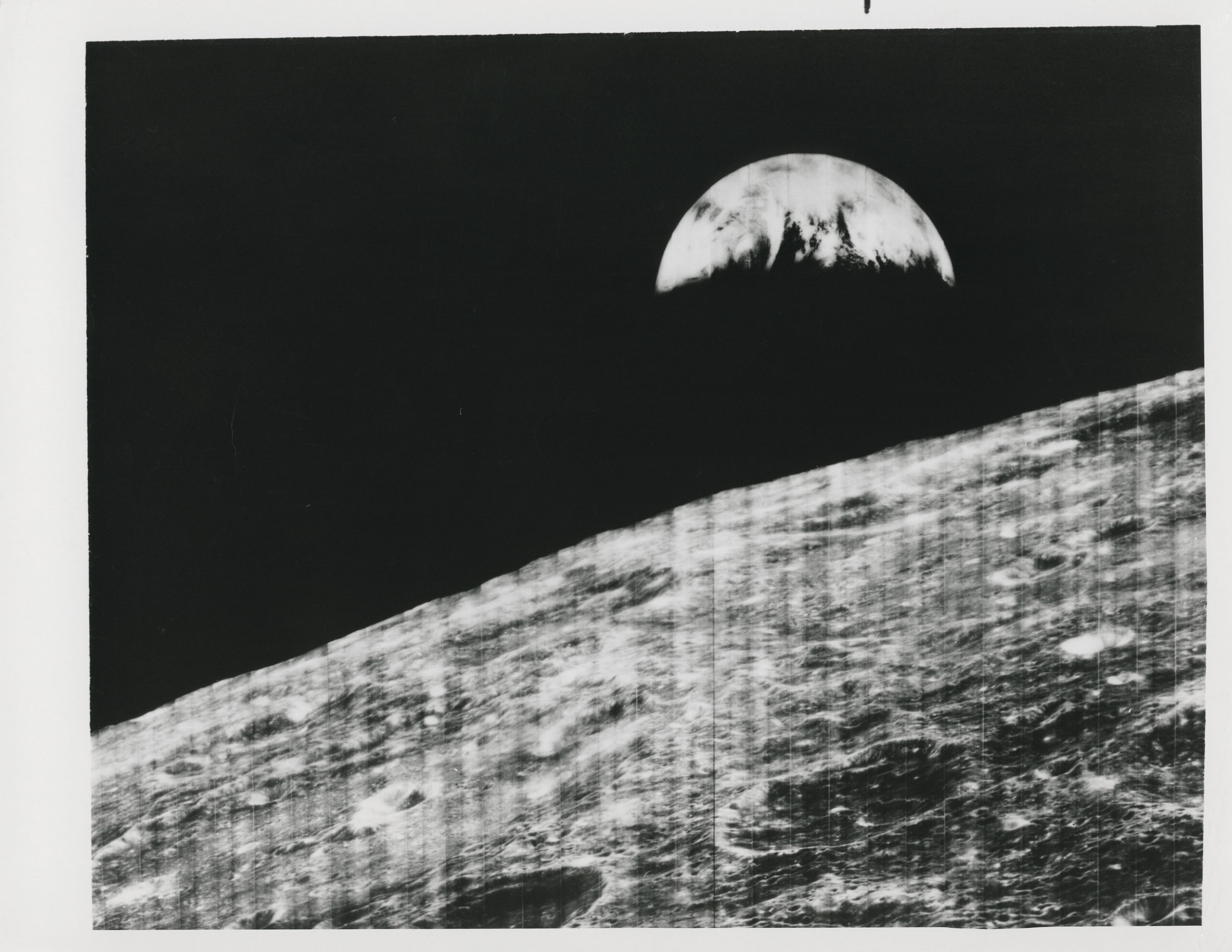 The first view of the Earth from the Moon, August 23, 1966, Lunar ...