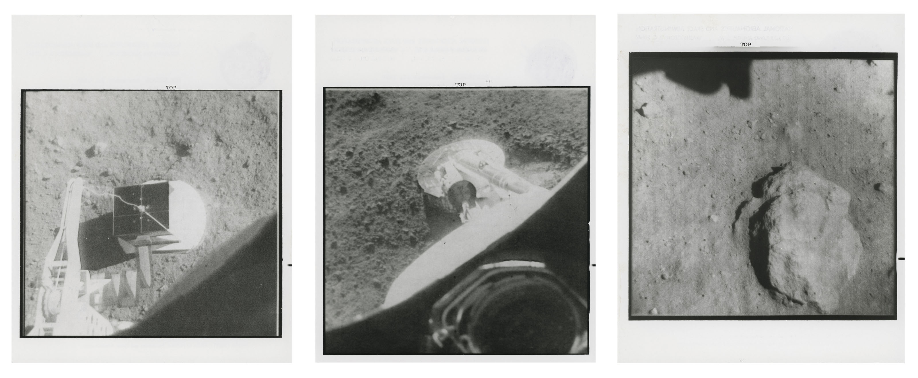 Close-ups of the lunar surface; wide-angle view in the Sea of ...