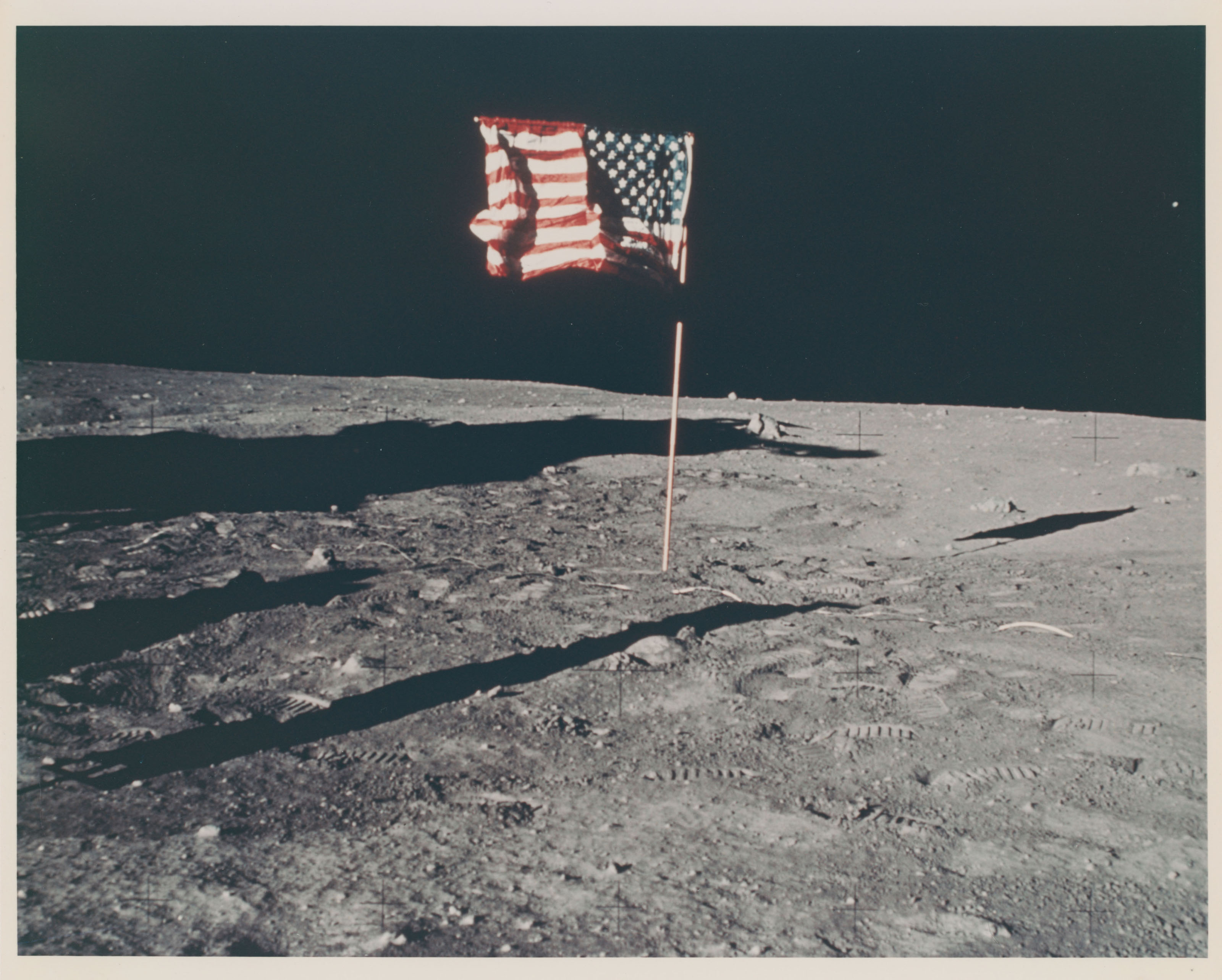 The American flag on the Moon; unintended photograph of Armstrong’s ...