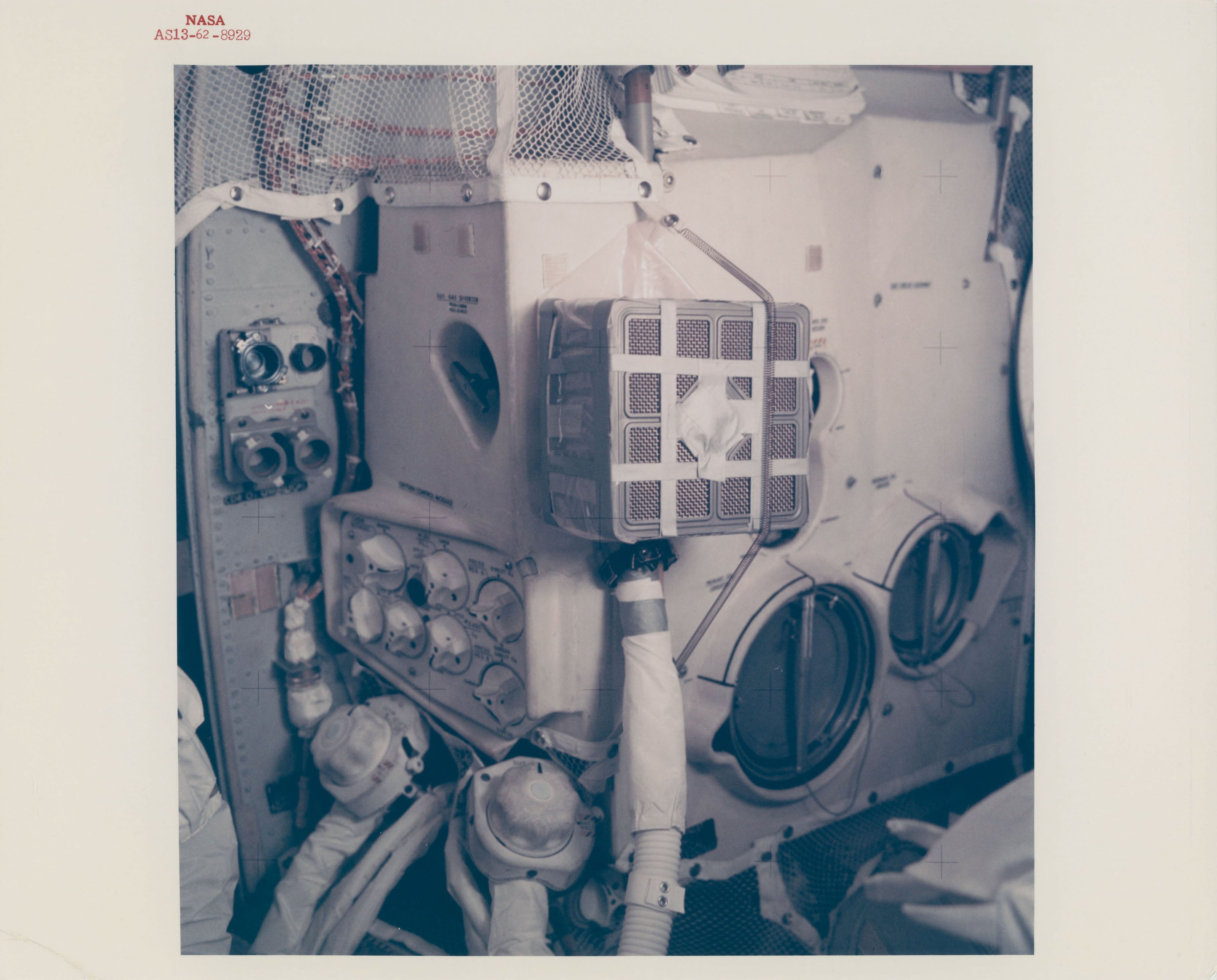 The celebrated “mailbox”; views inside the dark LM; the Earth and the ...