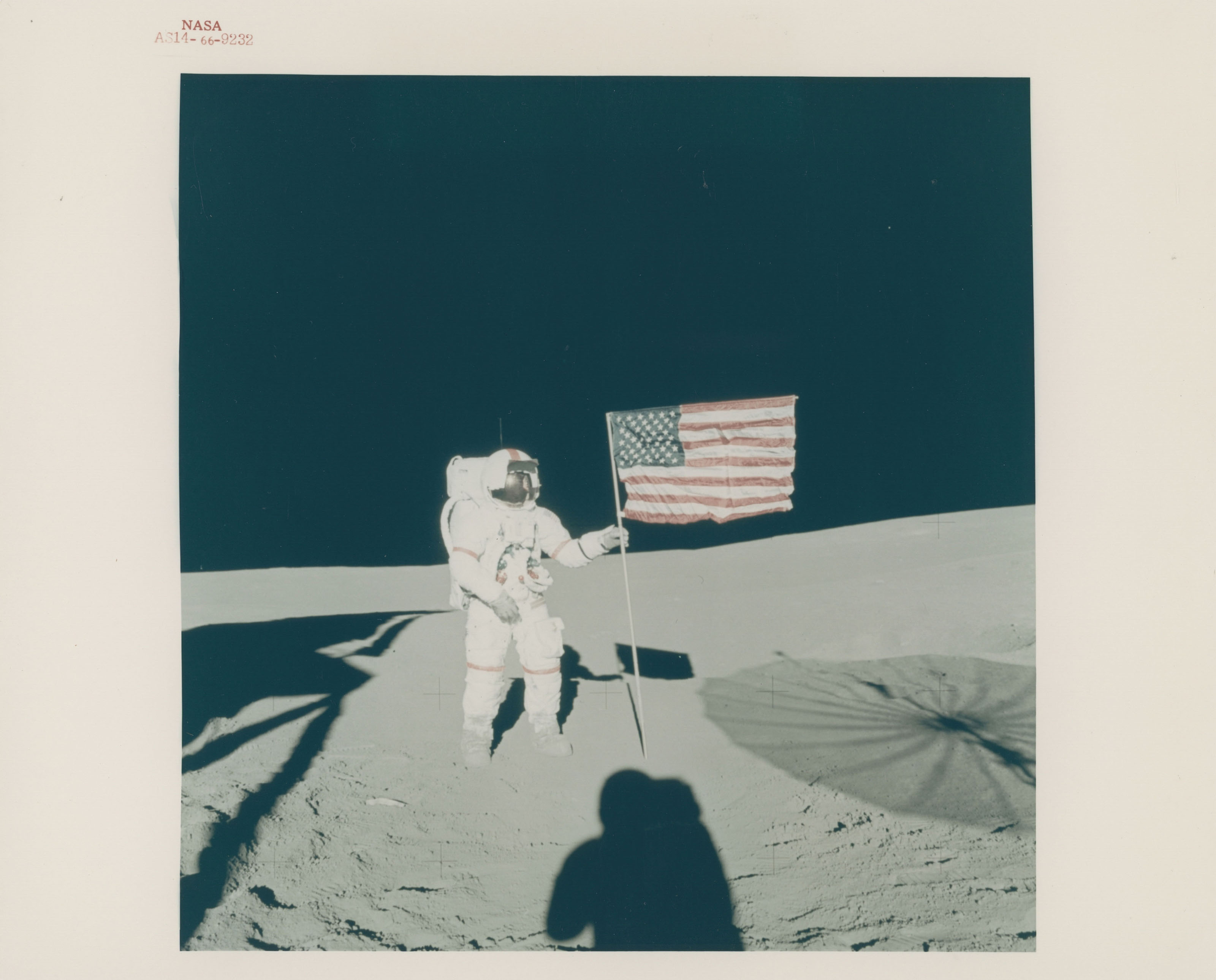 Alan Shepard and the American flag, January 31-February 9, 1971, EVA 1 ...