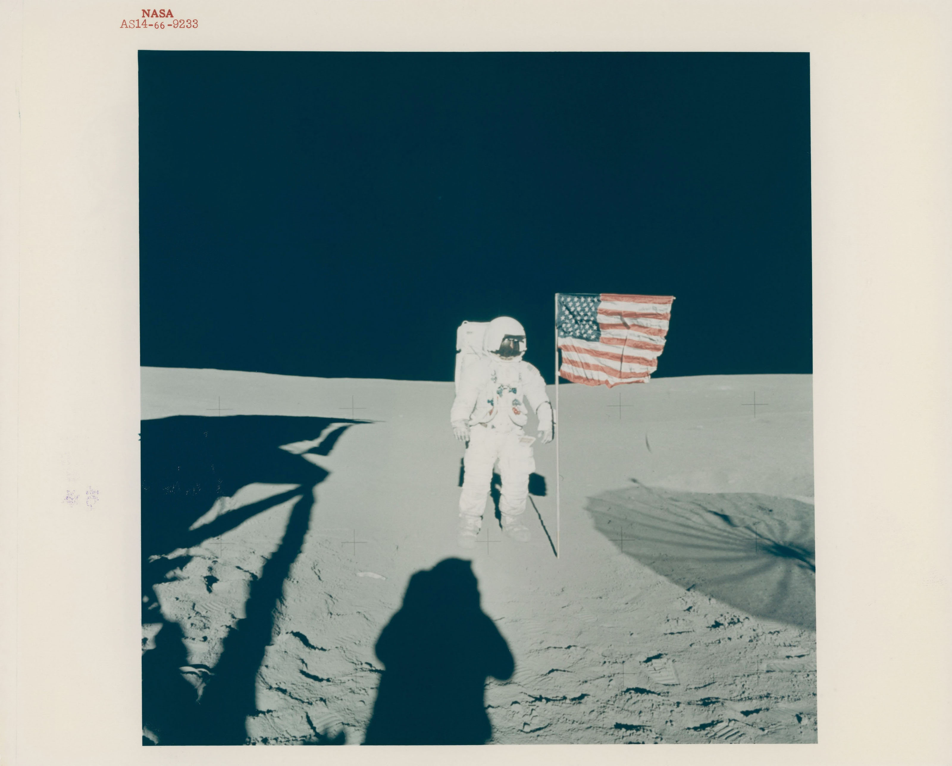 Edgar Mitchell and the American flag, January 31-February 9, 1971, EVA ...