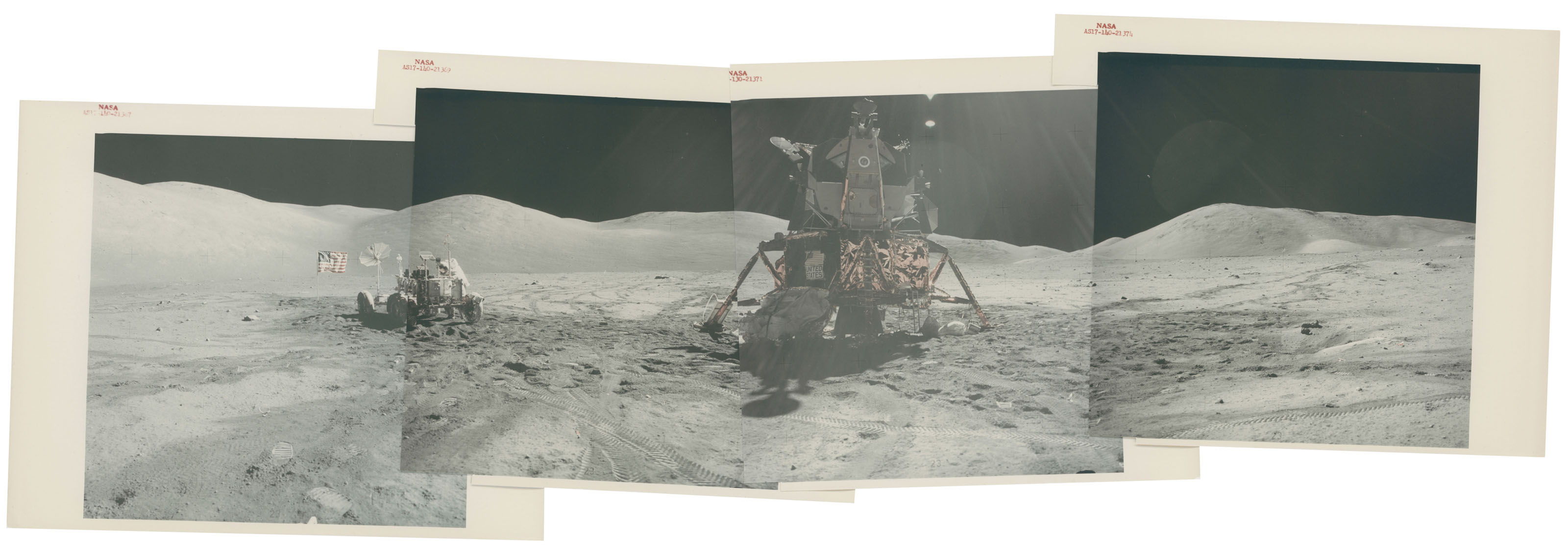 Panoramic view [Mosaic] of the Taurus-Littrow landing site with the US ...