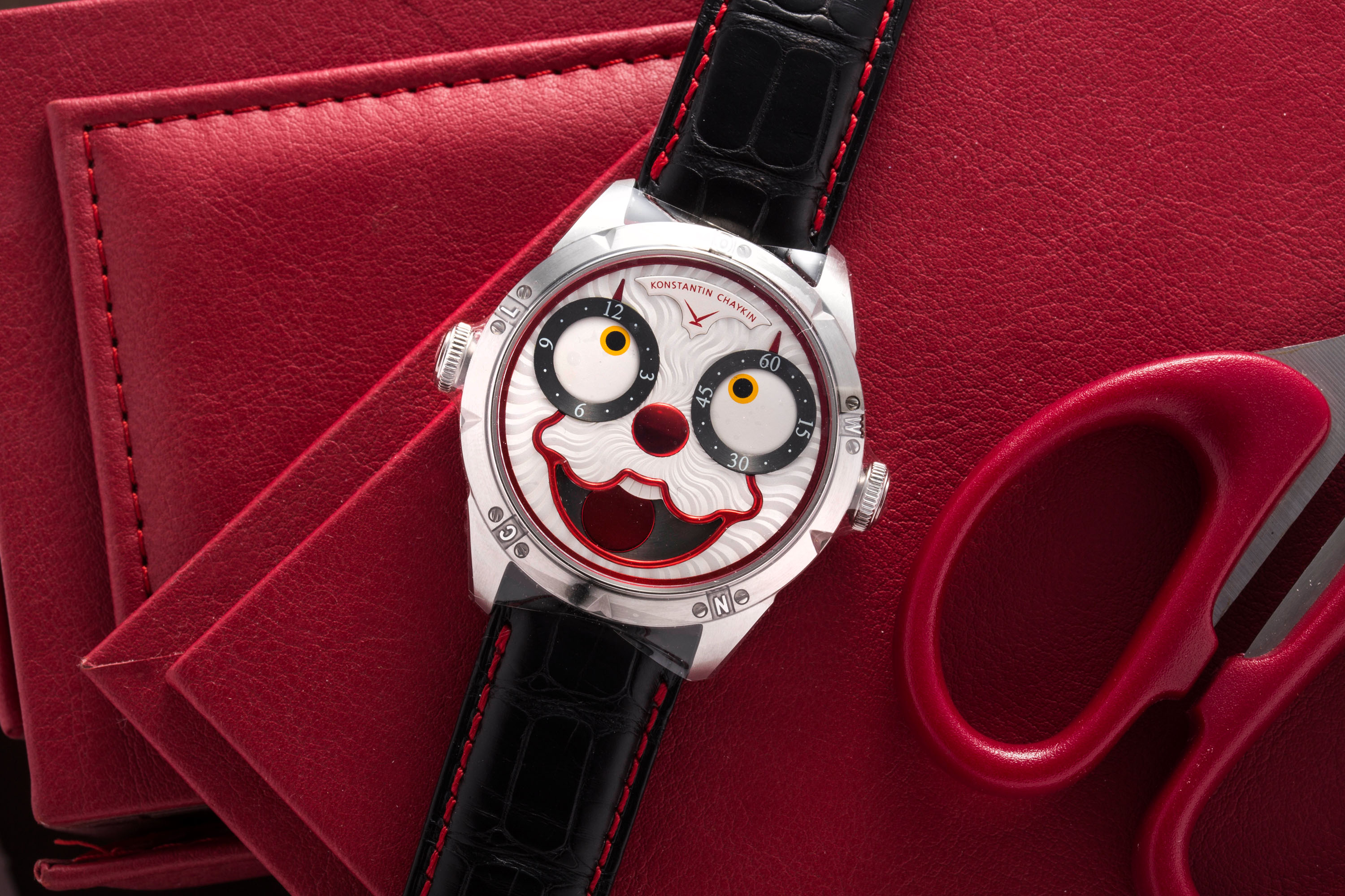 KONSTANTIN CHAYKIN, LIMITED EDITION STEEL CLOWN WATCH, NO. 18/27 ...