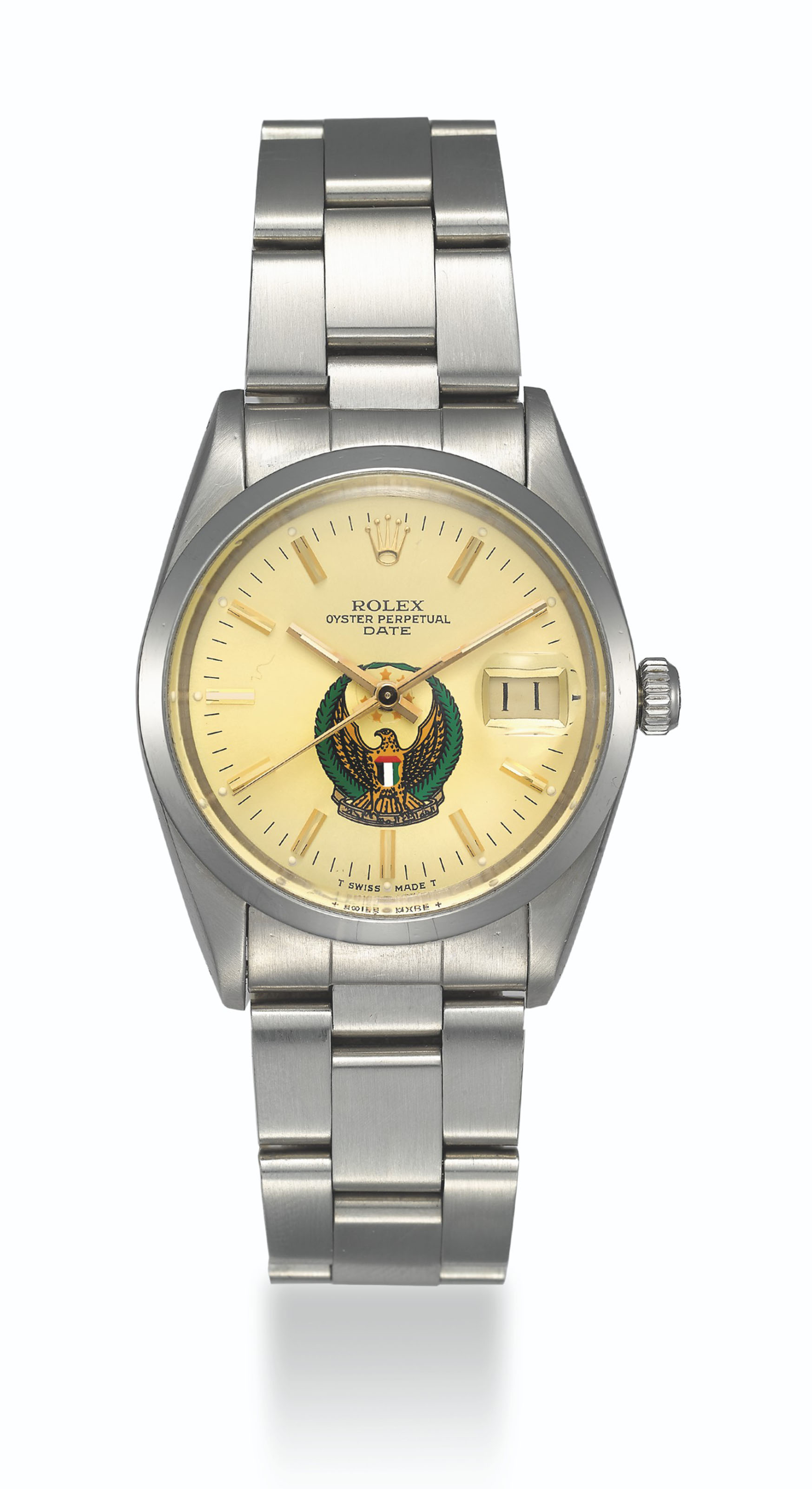 ROLEX, STEEL DATE, REF. 15000 - MADE FOR THE UNITED ARAB EMIRATES ARMED ...