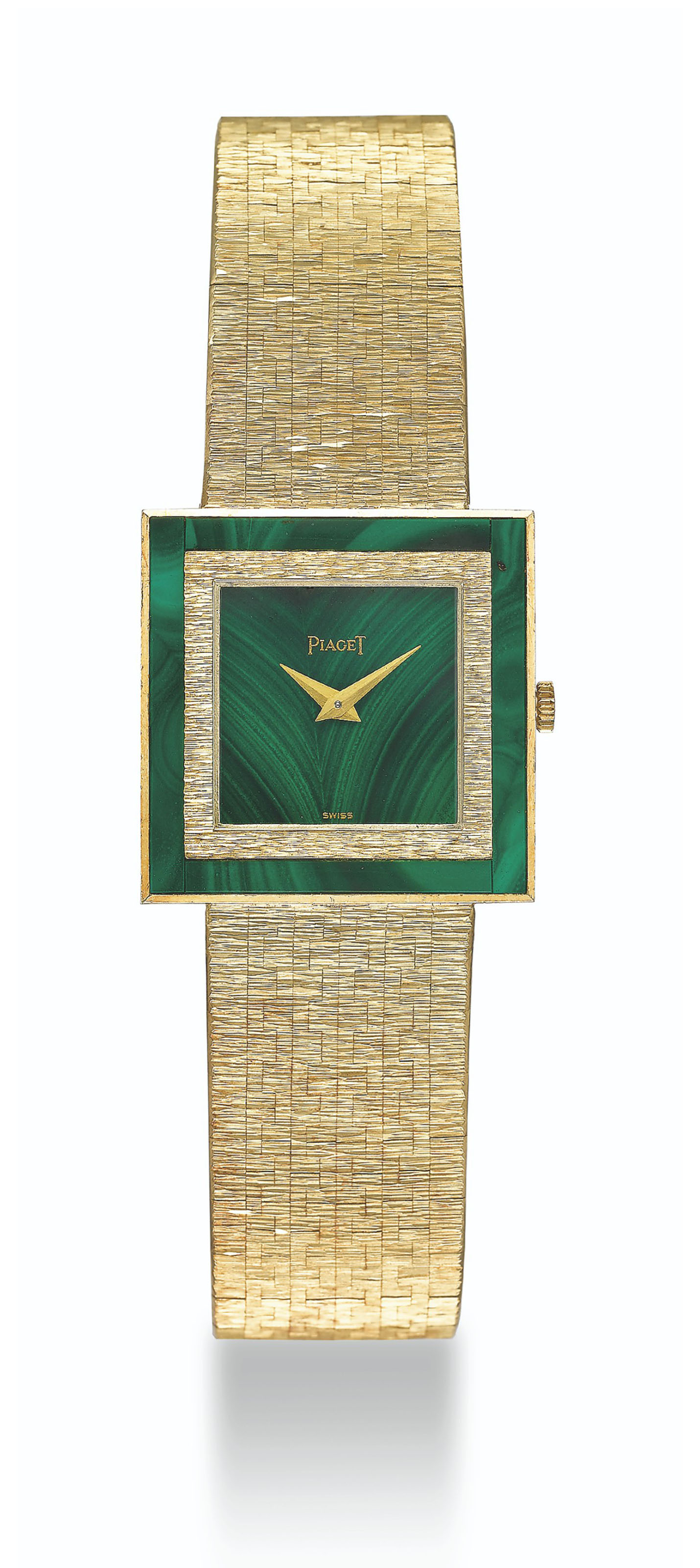 PIAGET, GOLD WITH MALACHITE BEZEL AND DIAL, MOVEMENT NO. 230'109, CASE ...