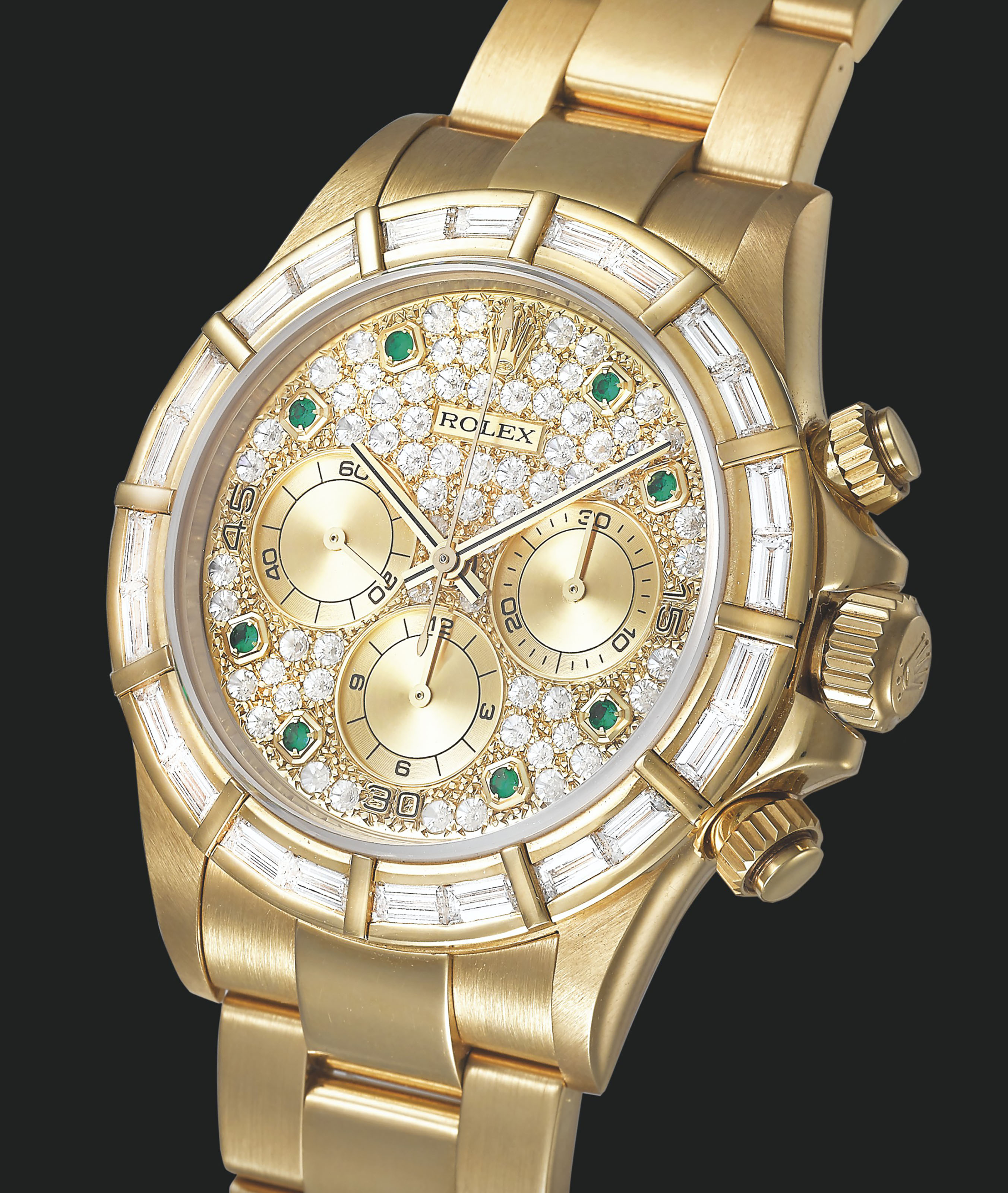 ROLEX, GOLD, DIAMONDS AND EMERALDS DAYTONA, REF. 16568, CASE NO ...