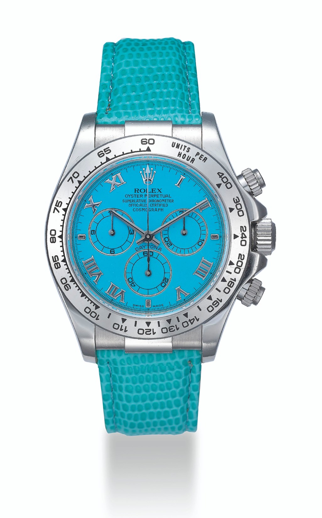 ROLEX, WHITE GOLD DAYTONA BEACH WITH TURQUOISE CHRYSOPHRASE DIAL, REF ...