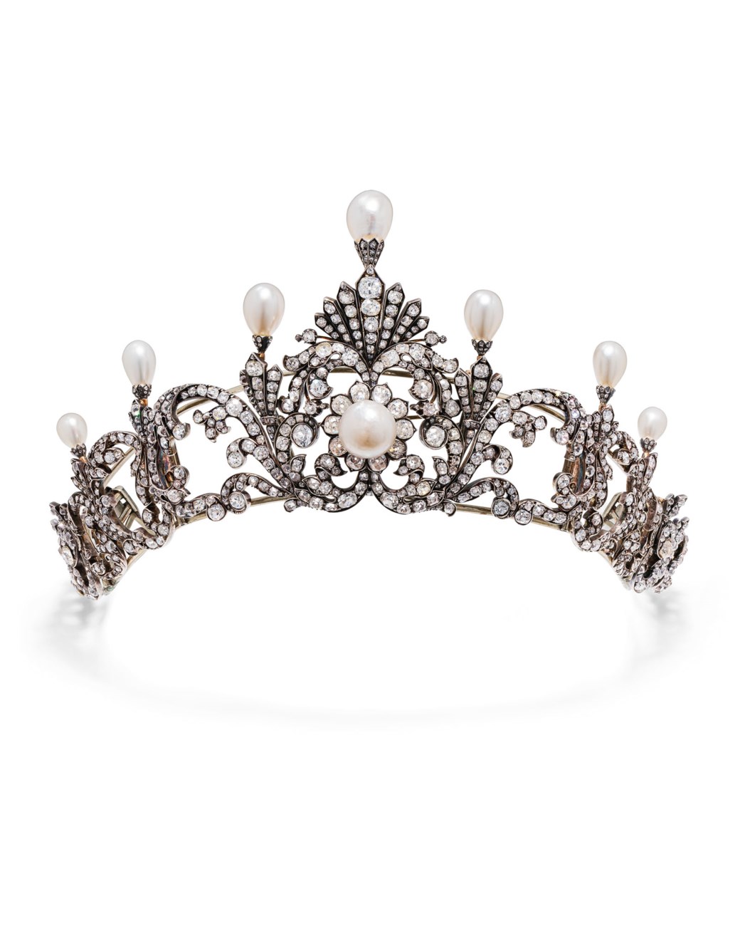LATE 19TH CENTURY NATURAL PEARL AND DIAMOND TIARA | Christie's
