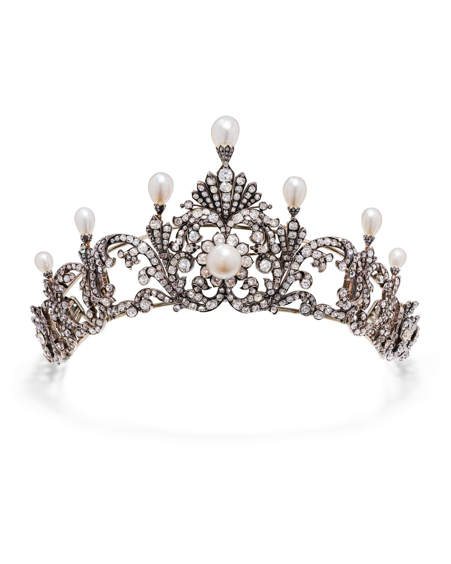 LATE 19TH CENTURY NATURAL PEARL AND DIAMOND TIARA | Christie's