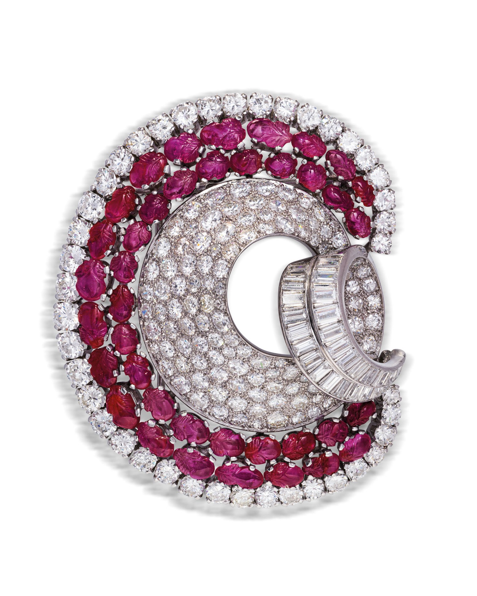 MID-20TH CENTURY RUBY AND DIAMOND BROOCH | Christie's