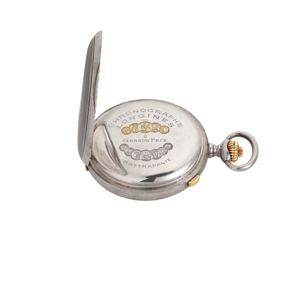 LONGINES, SILVER SPLIT SECONDS CHRONOGRAPH POCKET WATCH, MOVEMENT/CASE ...