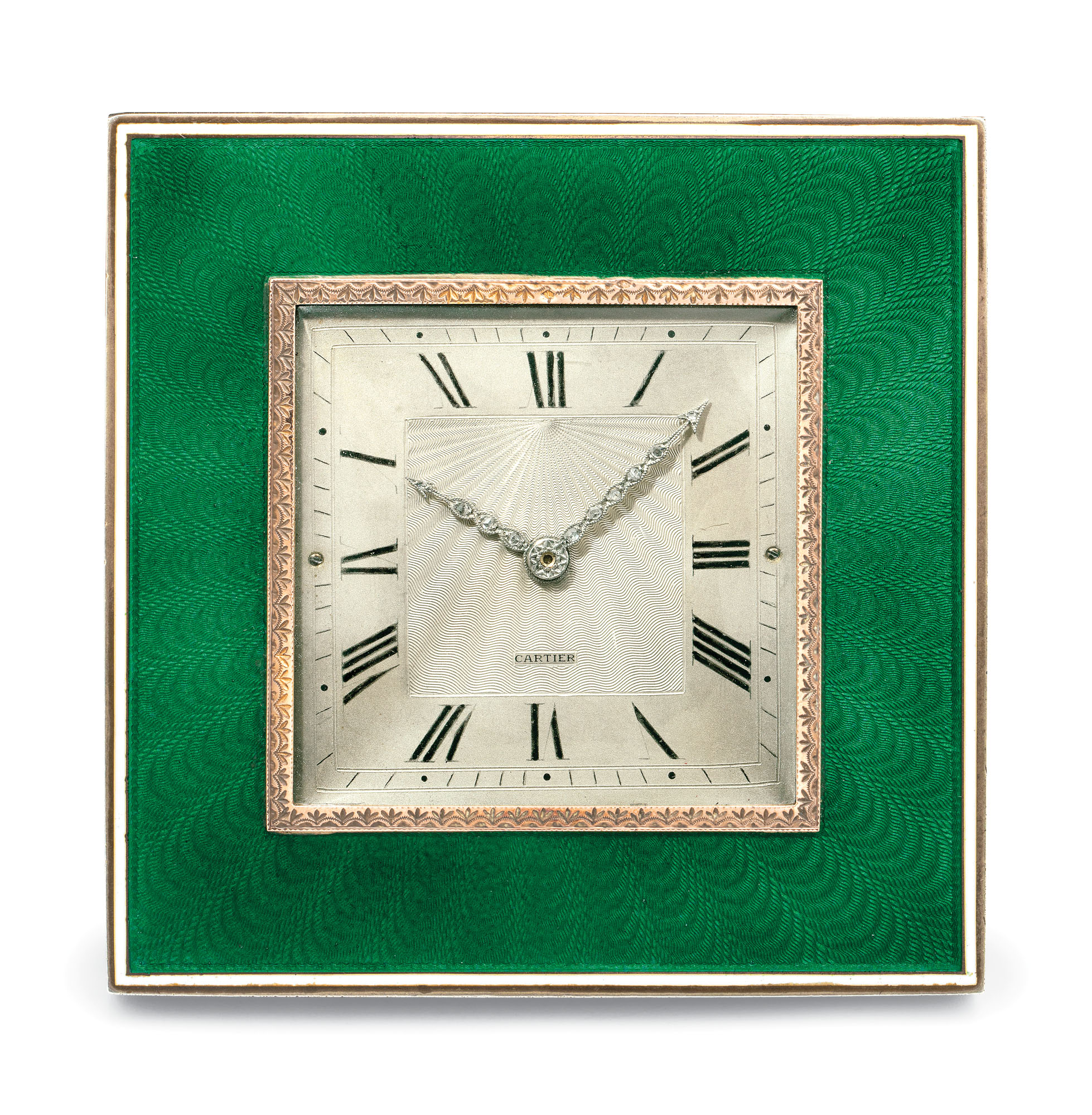 EARLY 20TH CENTURY ENAMEL, IVORY AND DIAMOND CLOCK, CARTIER, | Christie’s