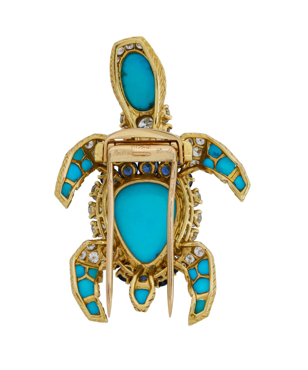 CARTIER TURQUOISE, SAPPHIRE AND DIAMOND TURTLE BROOCH, | Christie’s