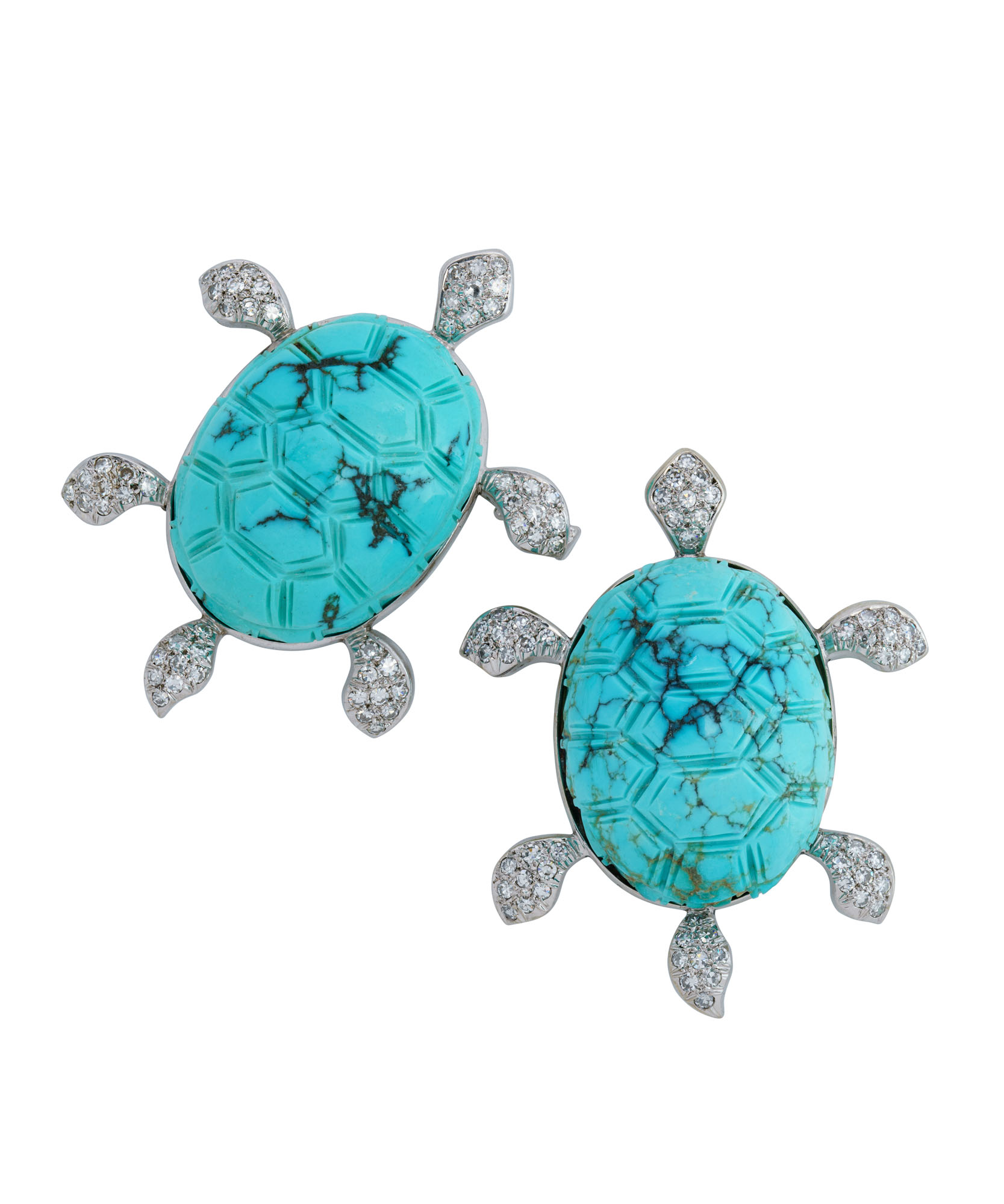 TURQUOISE AND DIAMOND TURTLE BROOCHES, | Christie’s