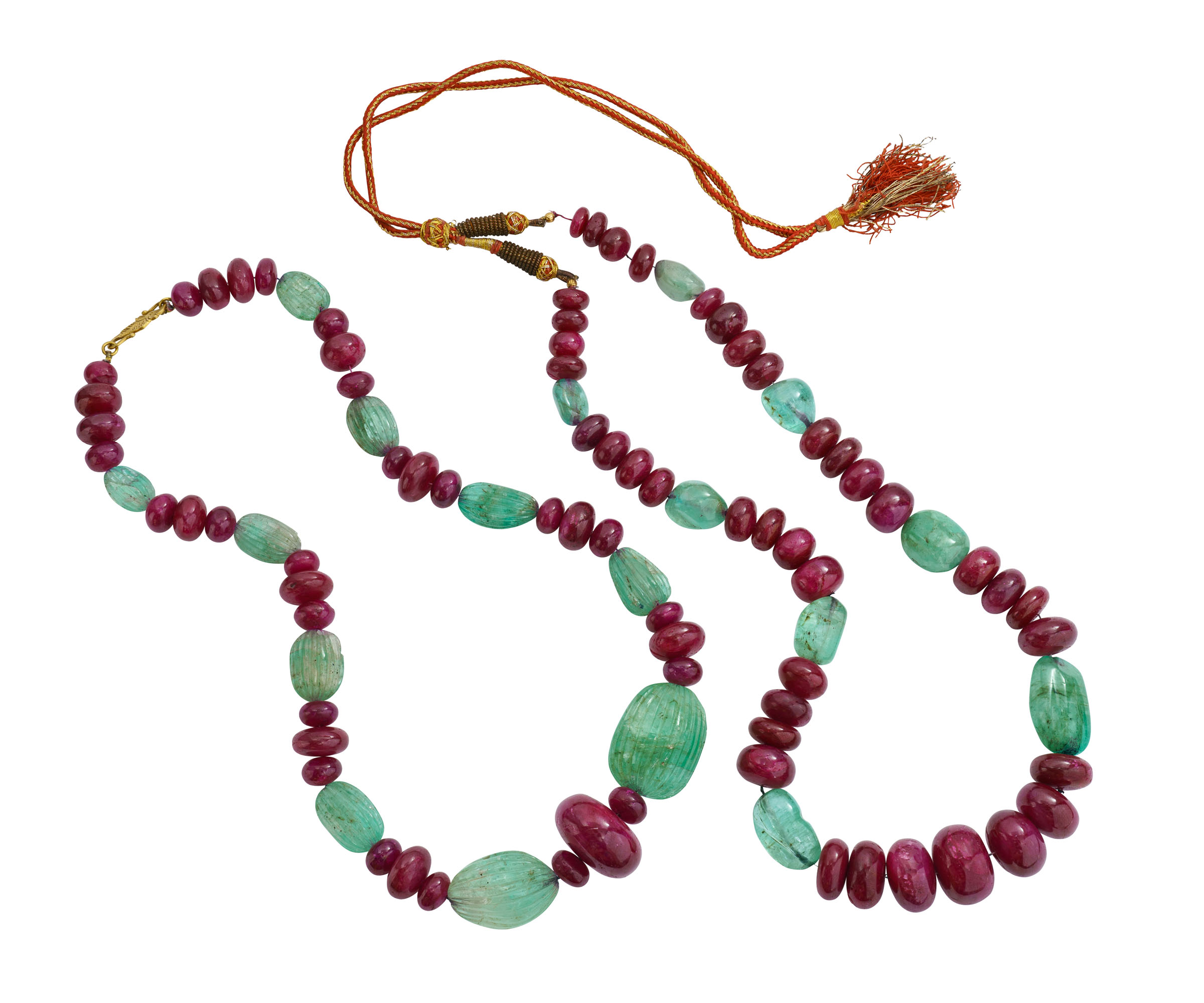 TWO RUBY AND EMERALD BEAD NECKLACES, | Christie’s