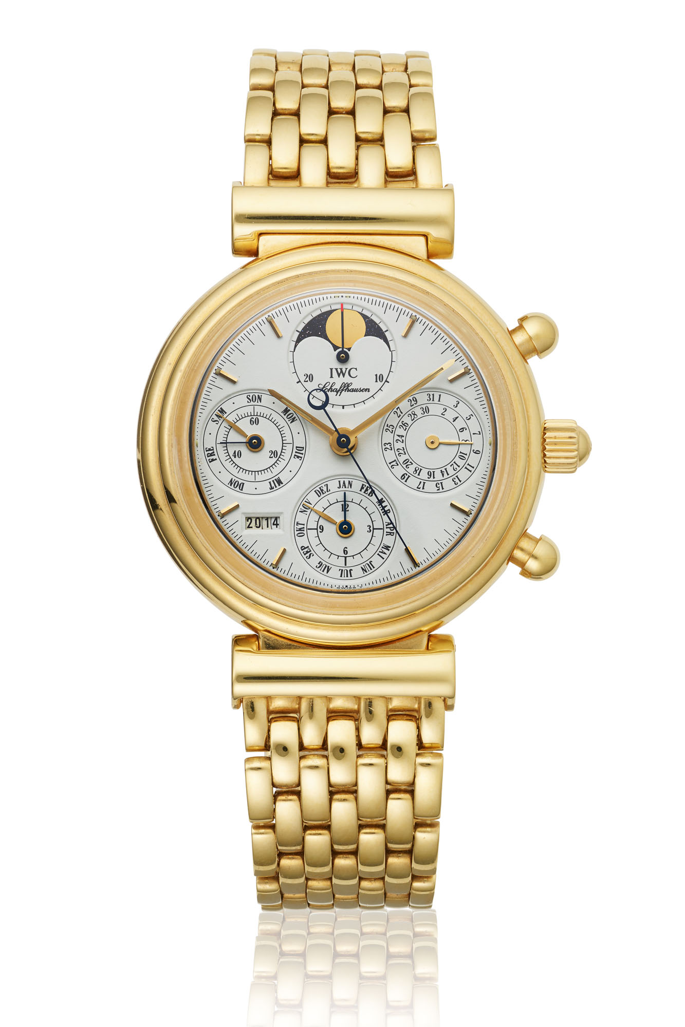 IWC, YELLOW GOLD DA VINCI PERPETUAL CALENDAR CHRONOGRAPH WITH GOLD ...