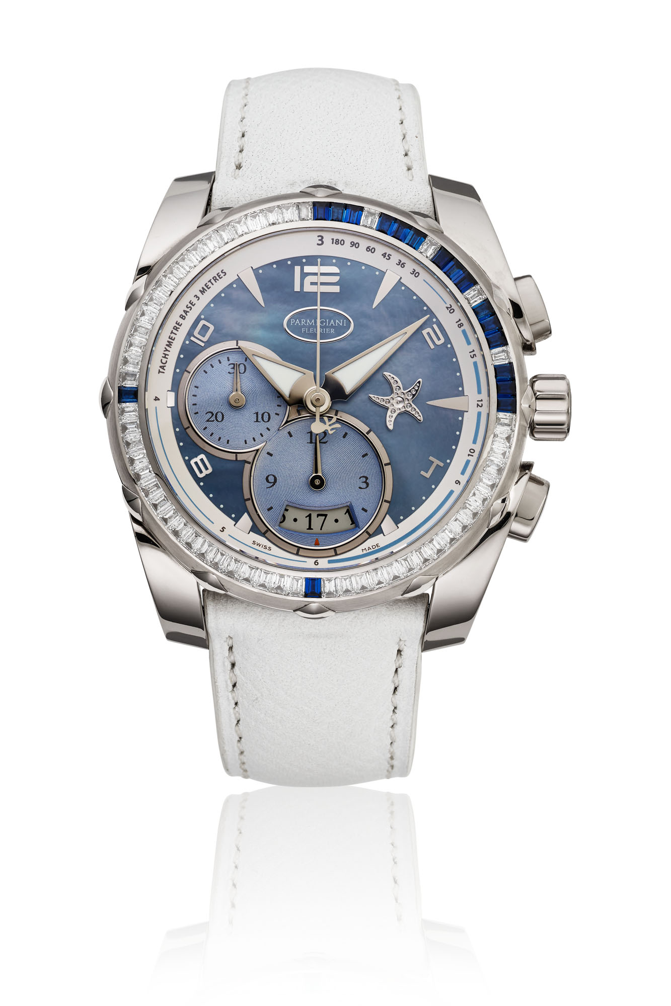 PARMIGIANI FLEURIER, WHITE GOLD, DIAMOND AND SAPPHIRE-SET PERSHING 002 ...