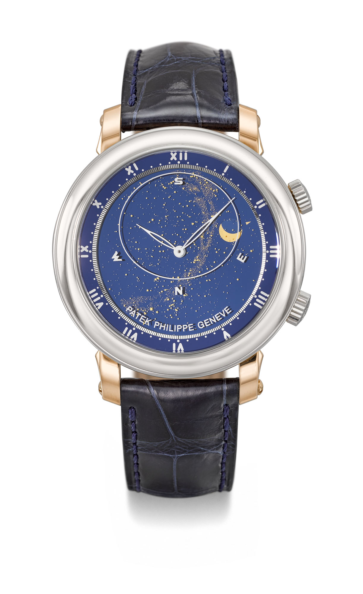 PATEK PHILIPPE, PLATINUM AND 18K PINK GOLD CELESTIAL WRISTWATCH WITH ...
