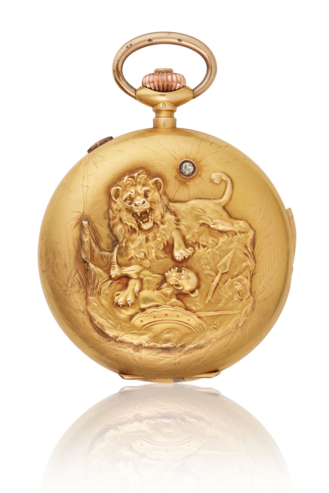 SWISS, GOLD AND DIAMOND-SET QUARTER REPEATING CHRONOGRAPH POCKET WATCH ...