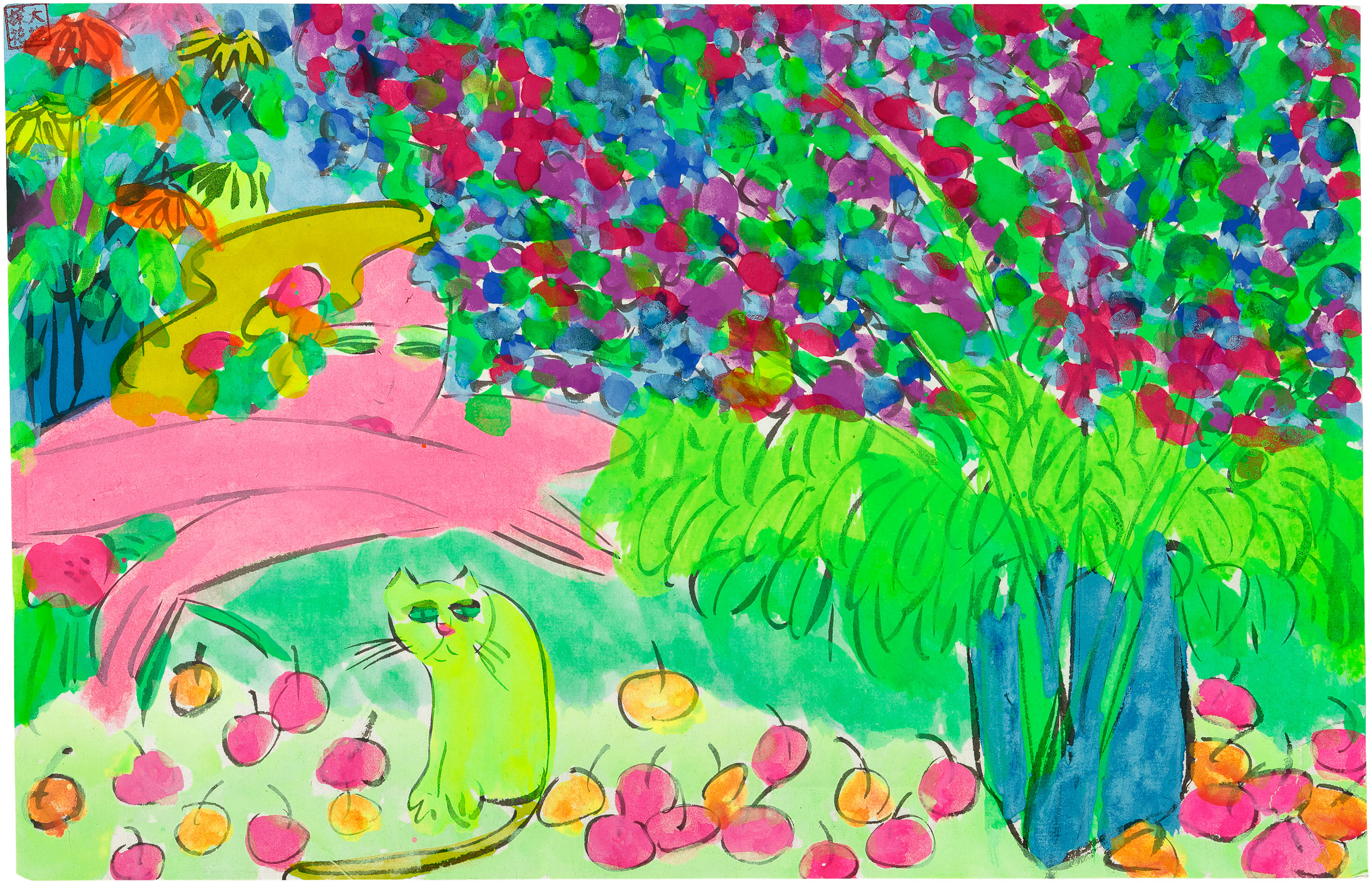 WALASSE TING (DING XIONGQUAN, 1928-2010), Woman with Flowers and Cat ...