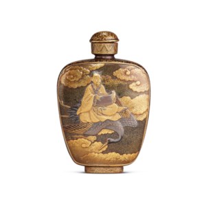 A VERY RARE JAPANESE EMBELLISHED LACQUER SNUFF BOTTLE, JAPAN, 1840-1880 ...