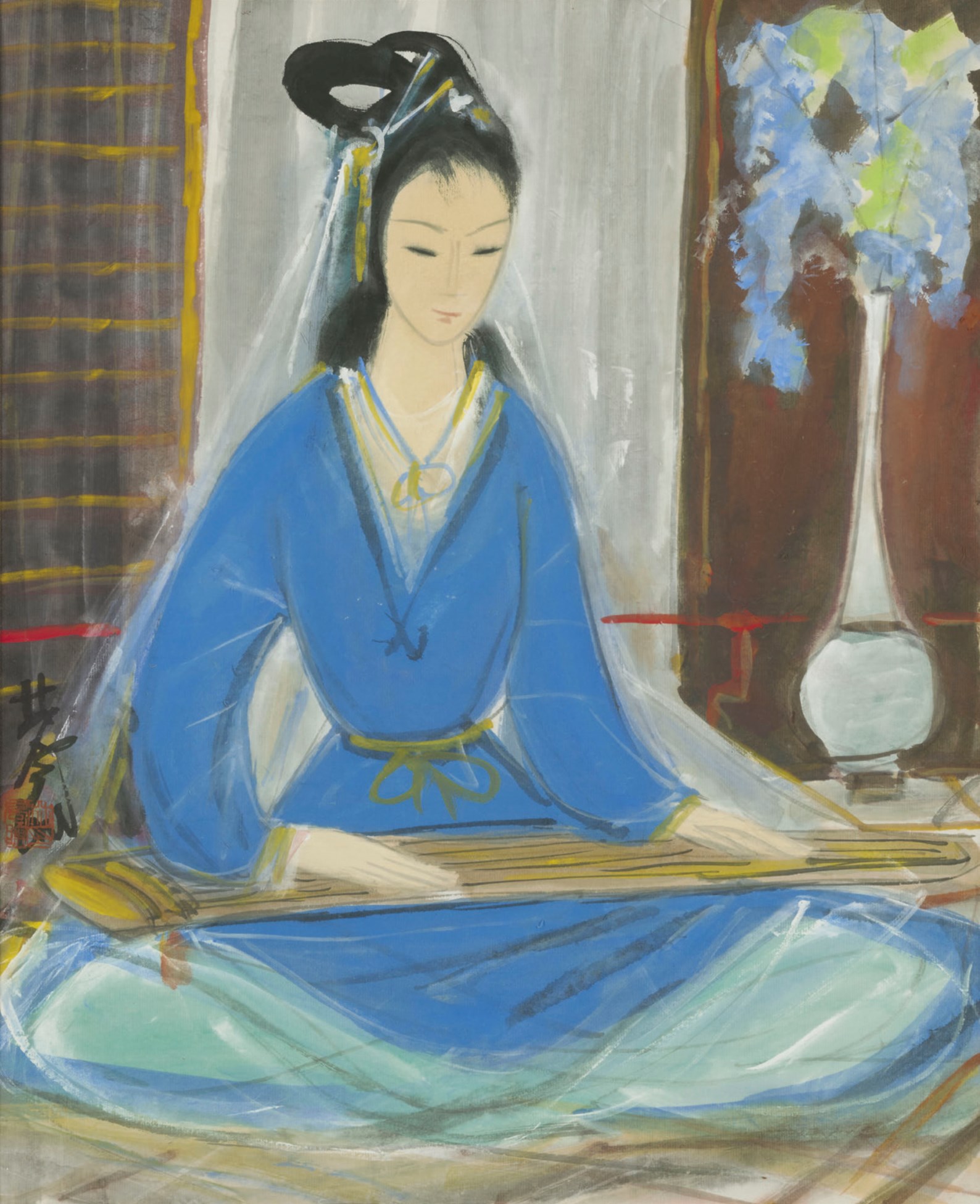 LIN FENGMIAN (1900-1991), Lady Playing Qin | Christie's